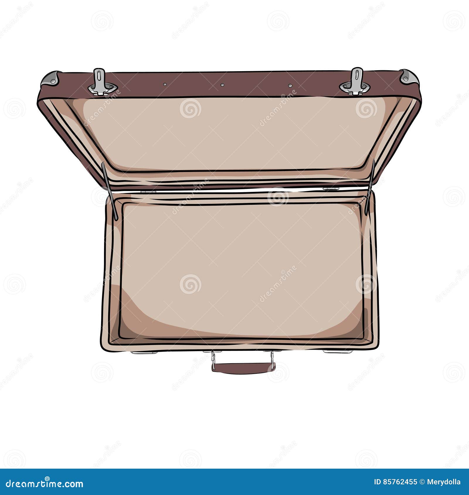 Vector Illustration Of Open And Empty Vintage Suitcase | CartoonDealer ...