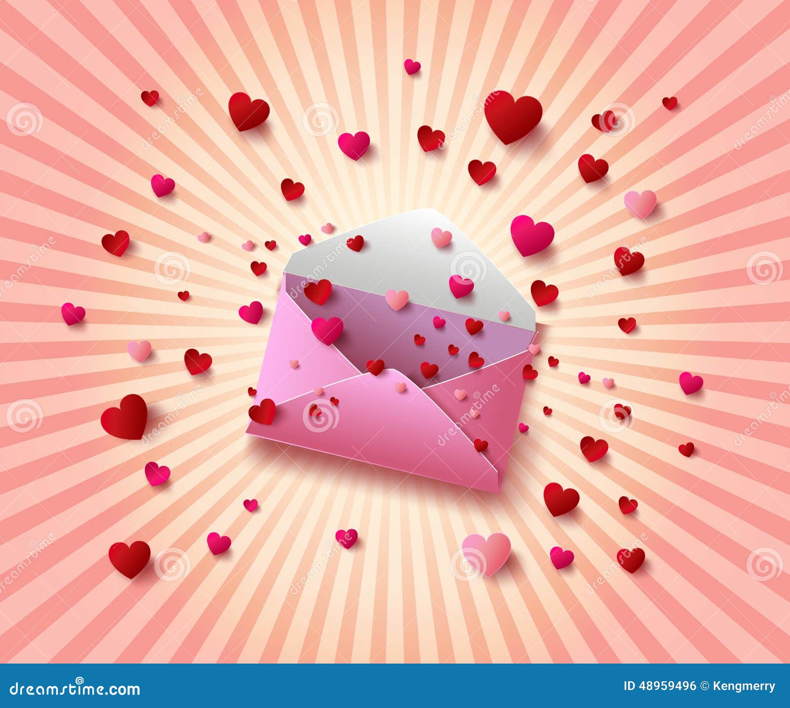 Vector Illustration of Open Envelope with Hearts Stock Vector ...