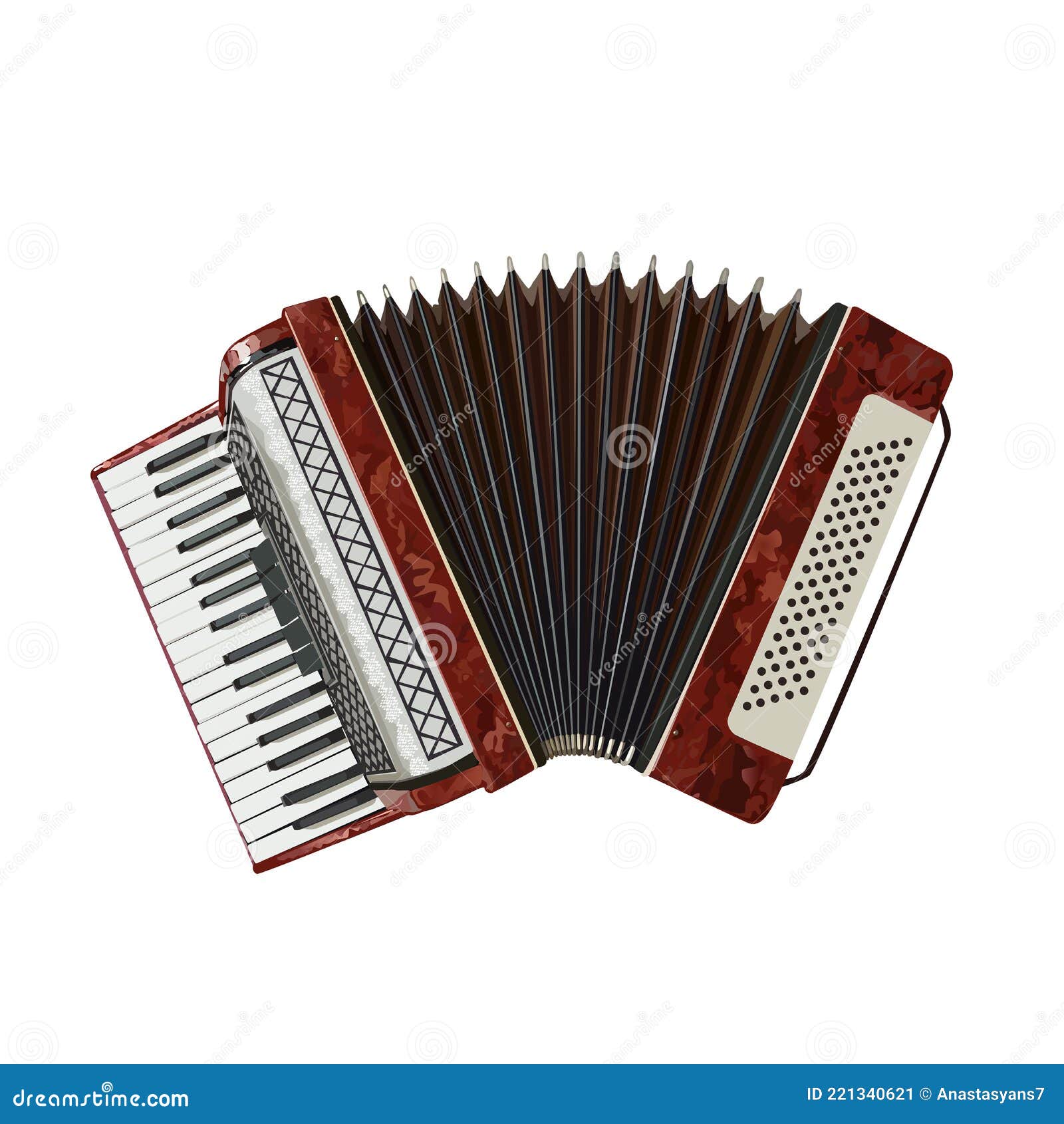 Vector Illustration Open Red Accordion Stock Vector - Illustration of ...