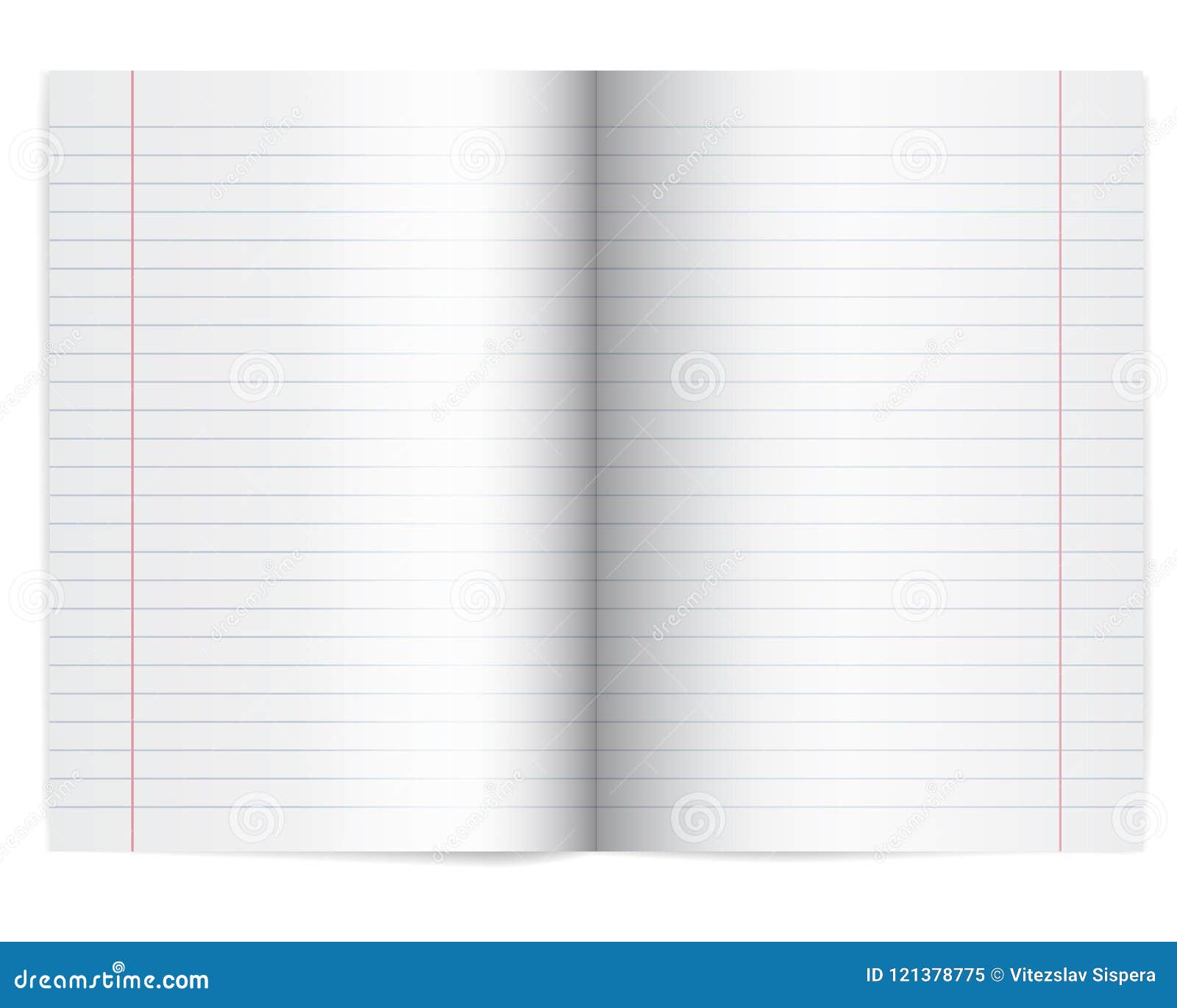 Vector Illustration of an Open School Notebook with Lined Paper Stock ...