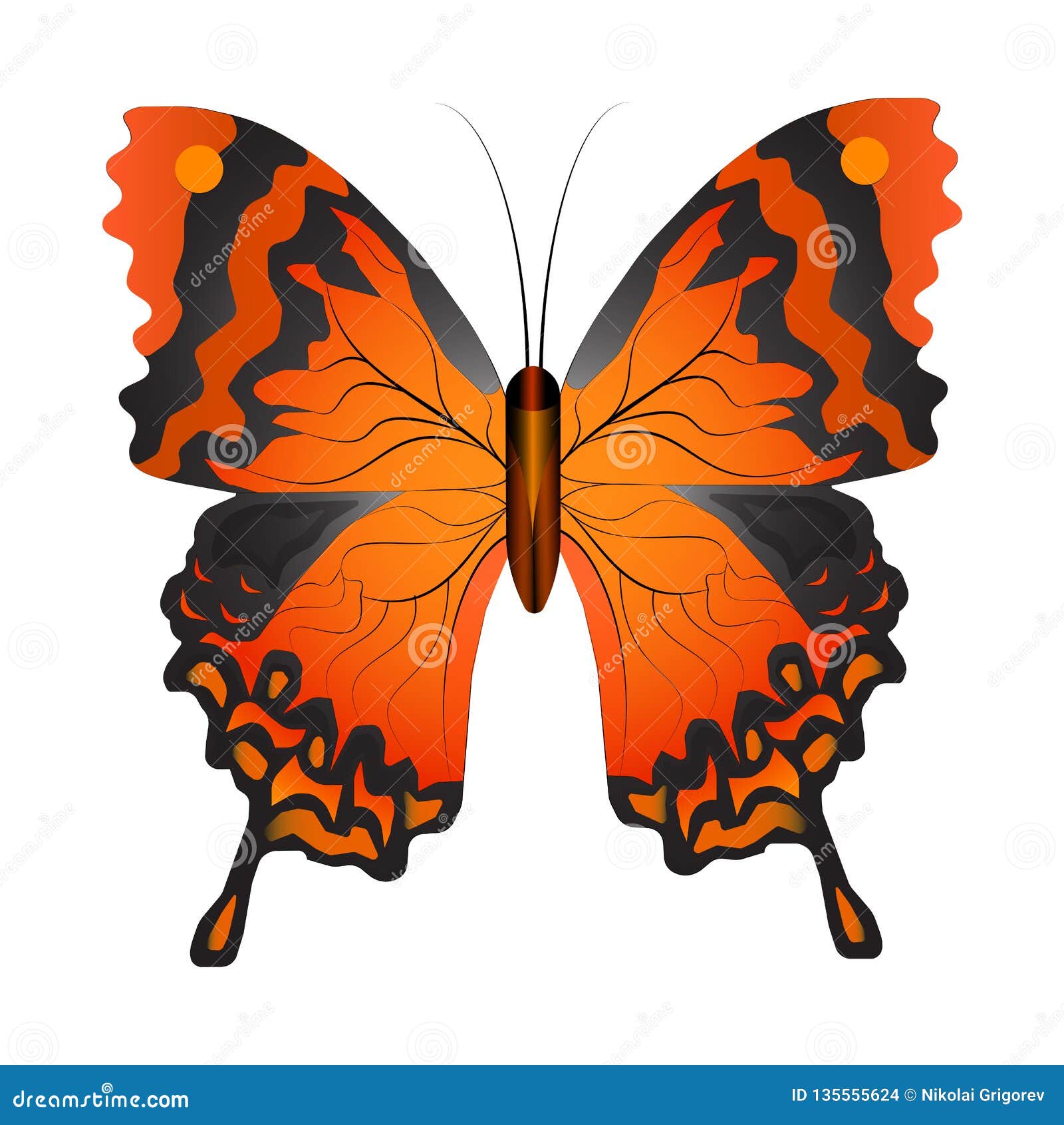 Vector Illustration of a Orange Butterfly Stock Vector - Illustration ...