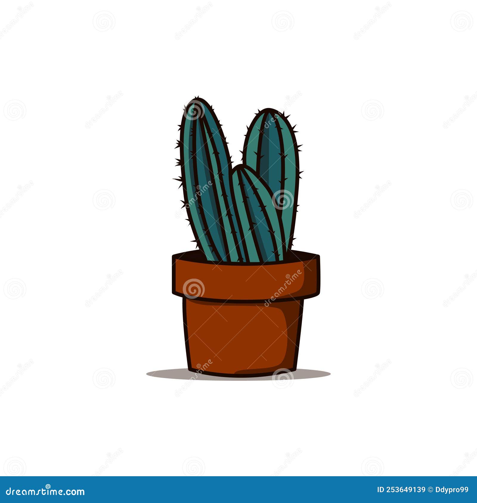 Vector Illustration of a Cactus Tree in Orange on a White Background ...