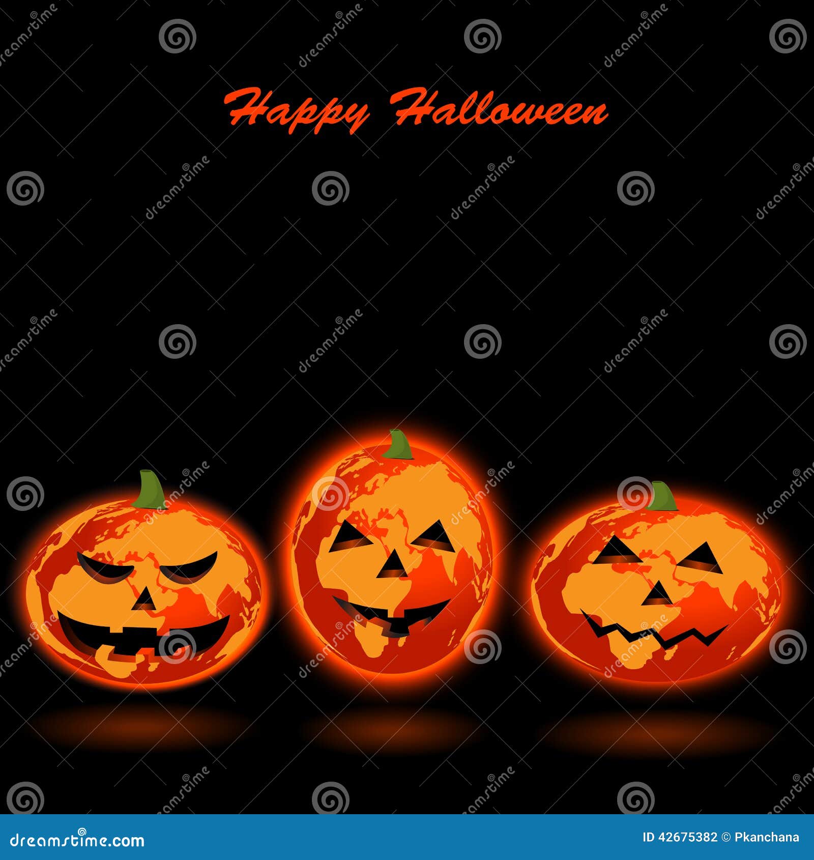 Vector Illustration of Orange Planet Earth Design Concept As Pumpkin ...