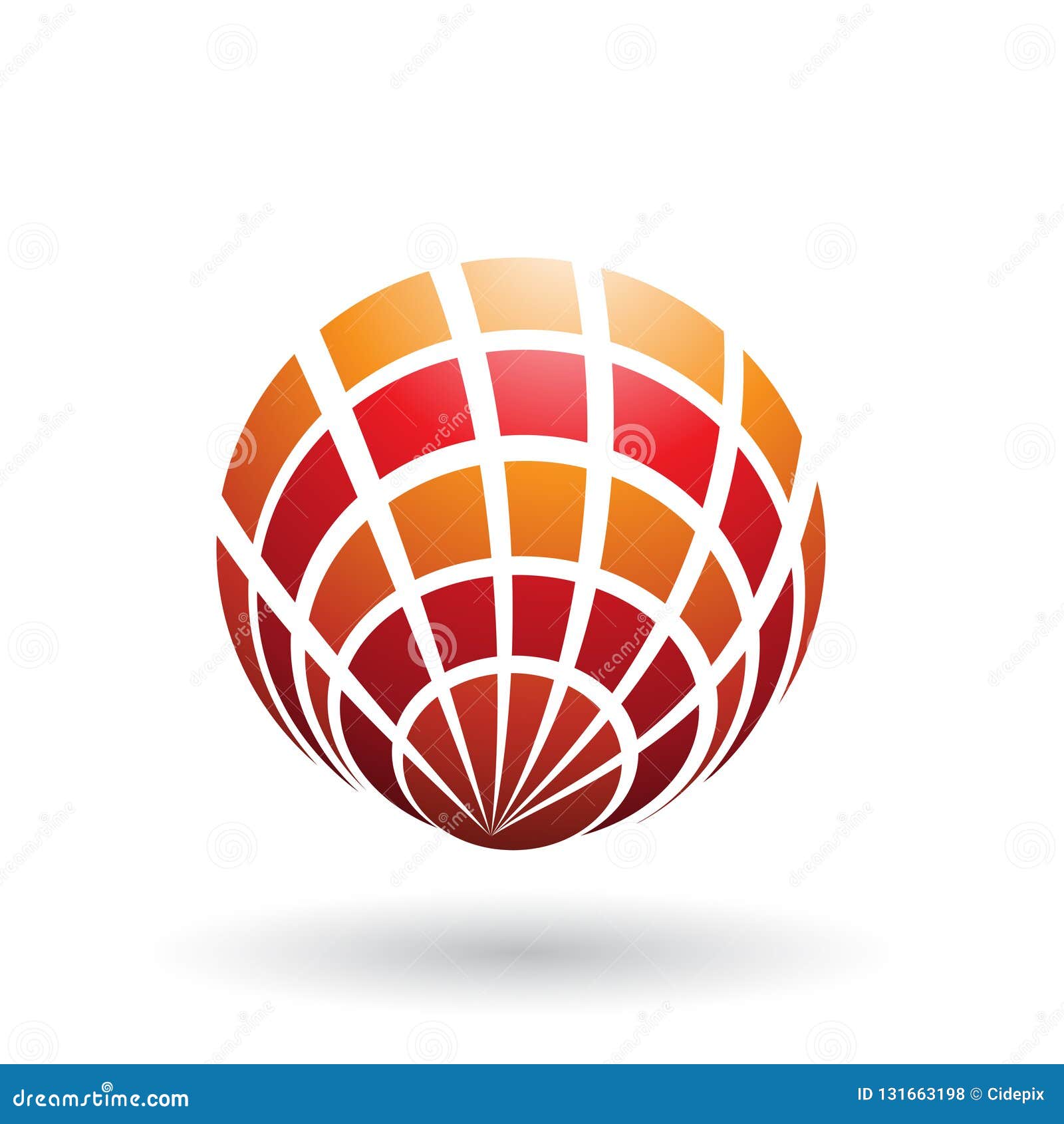 Orange and Red Shell Like Round Icon Isolated on a White Background ...