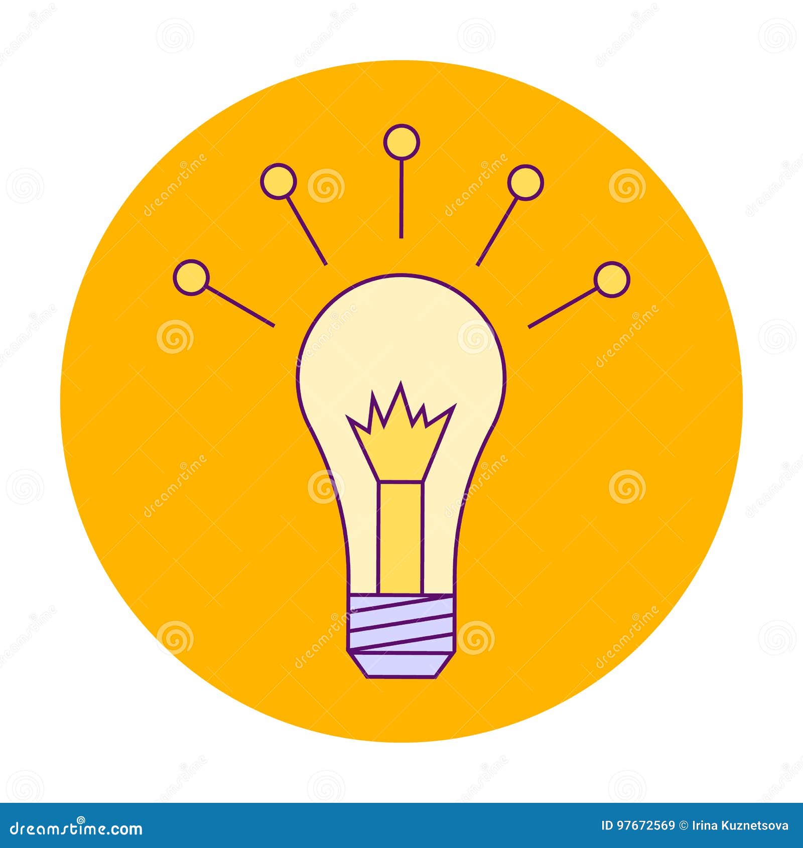 Vector Illustration Orange Round Icon, Light Bulb Stock Vector ...