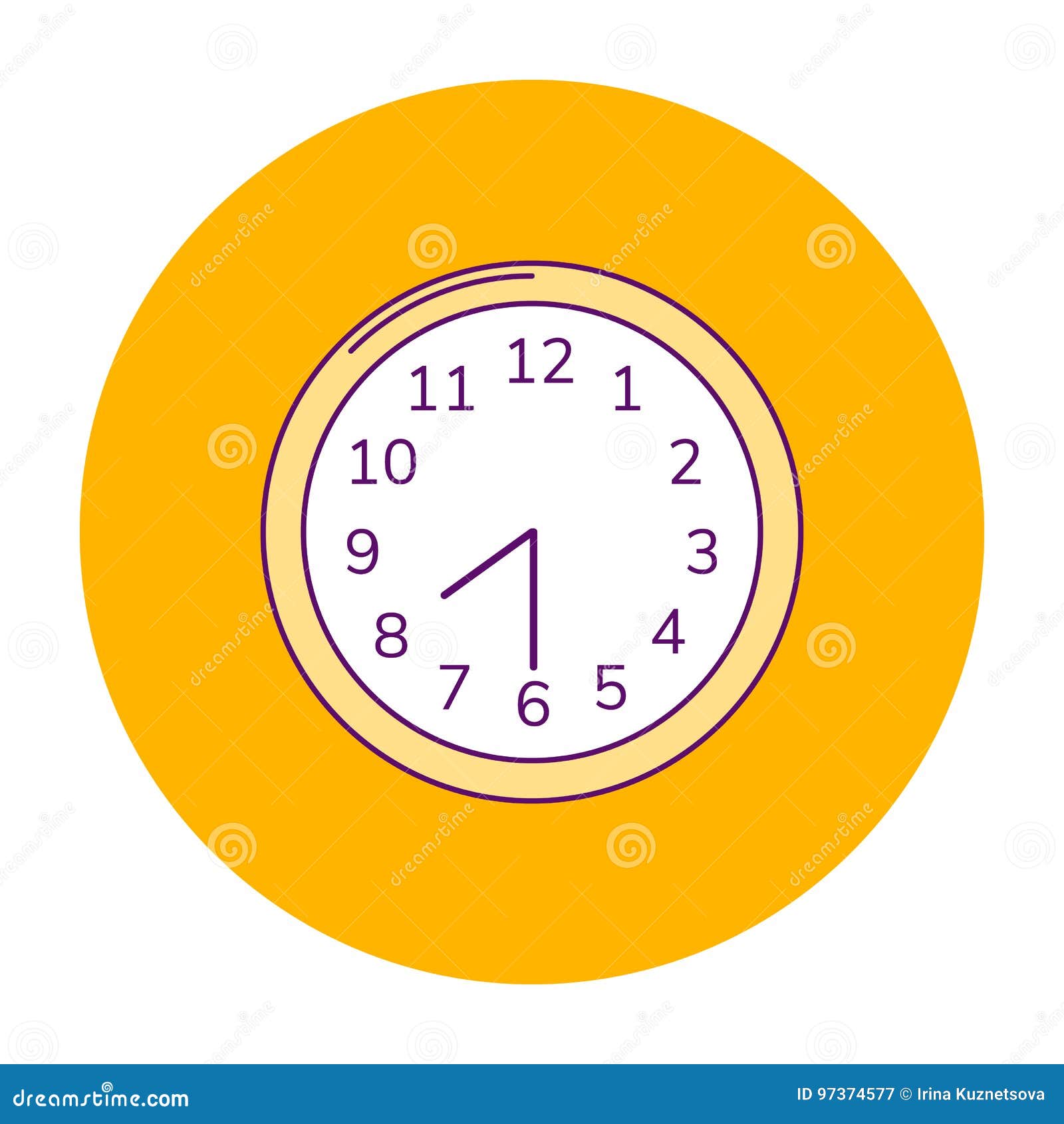 Vector Illustration Orange Round Icon, Wall Clock Stock Vector ...