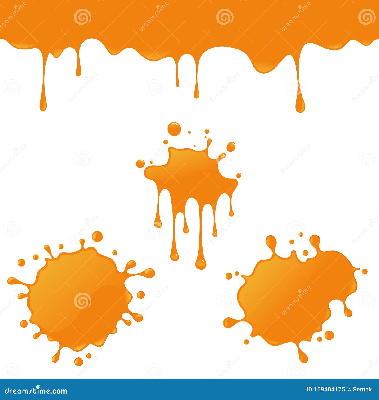Vector Orange Splash and Dripping Set Stock Vector - Illustration of ...