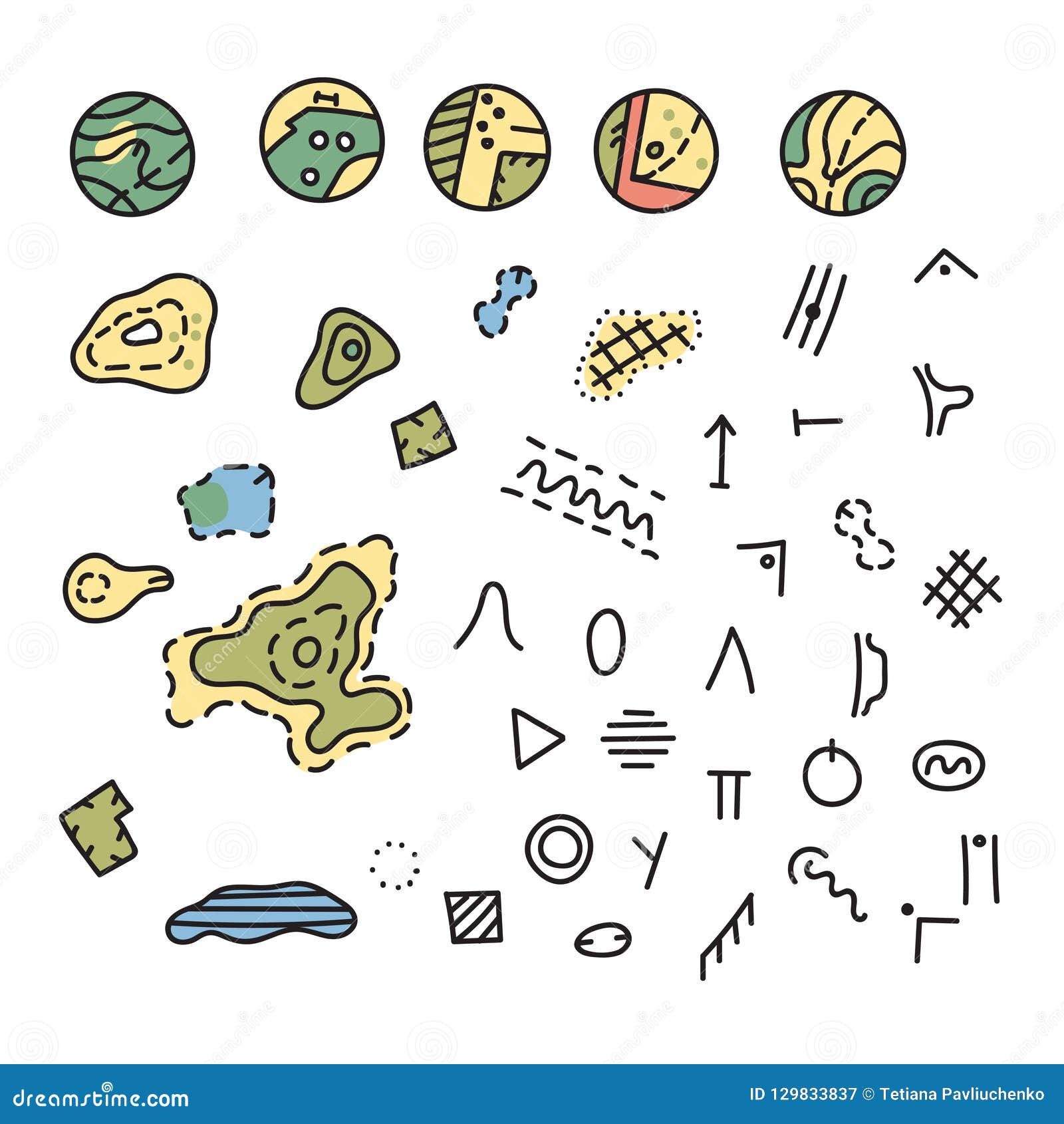 Vector Illustration Of Orienteering Map Signs Stock Vector Illustration Of Forest Outline