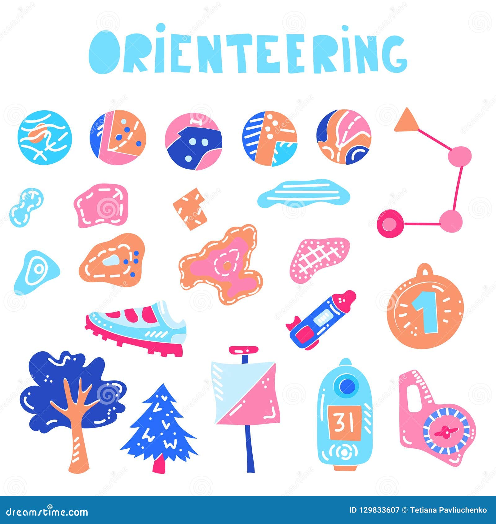 Vector Illustration of Orienteering Map Signs Stock Vector ...