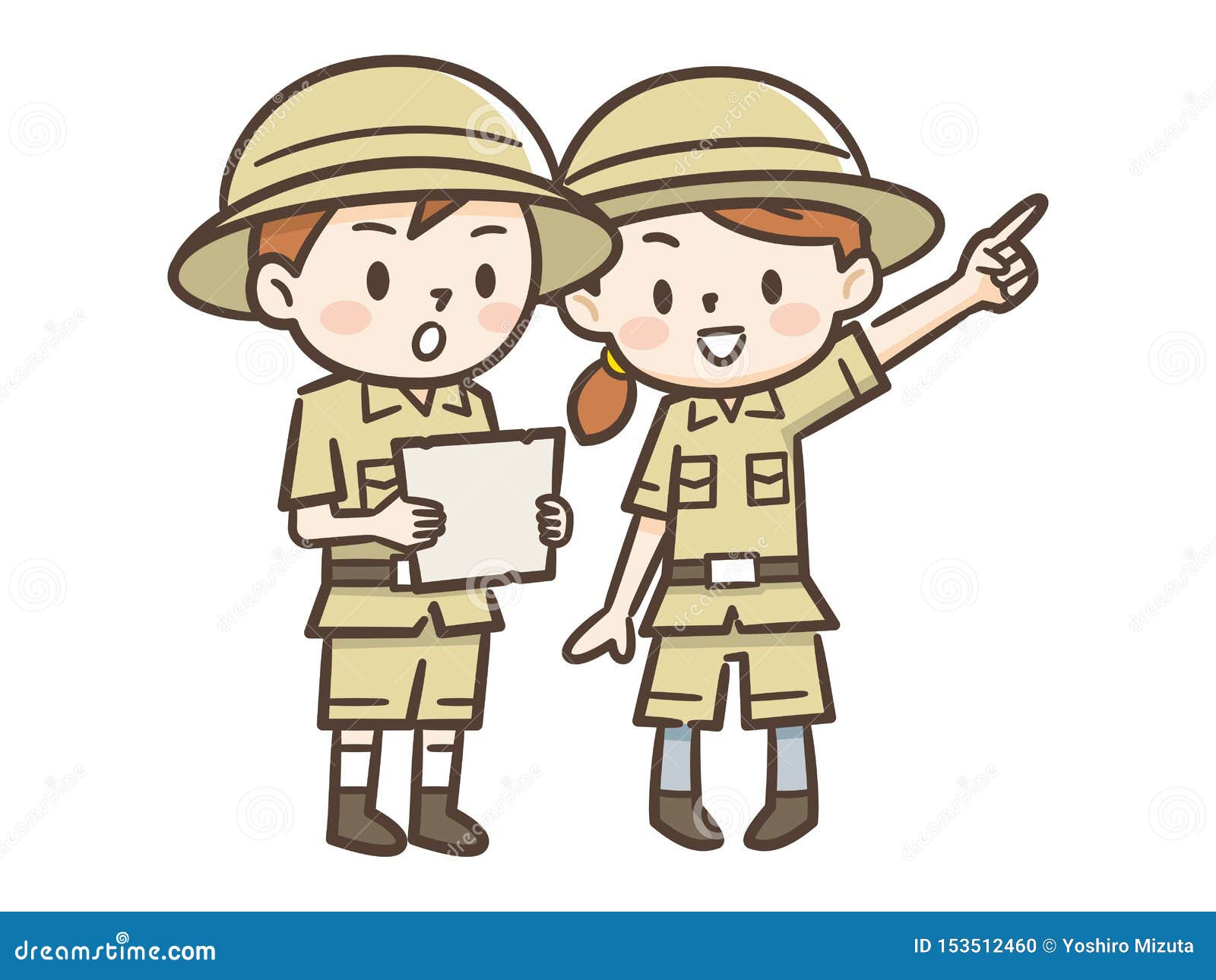 Adventurer Kids Looking at Map Stock Vector - Illustration of isolated ...