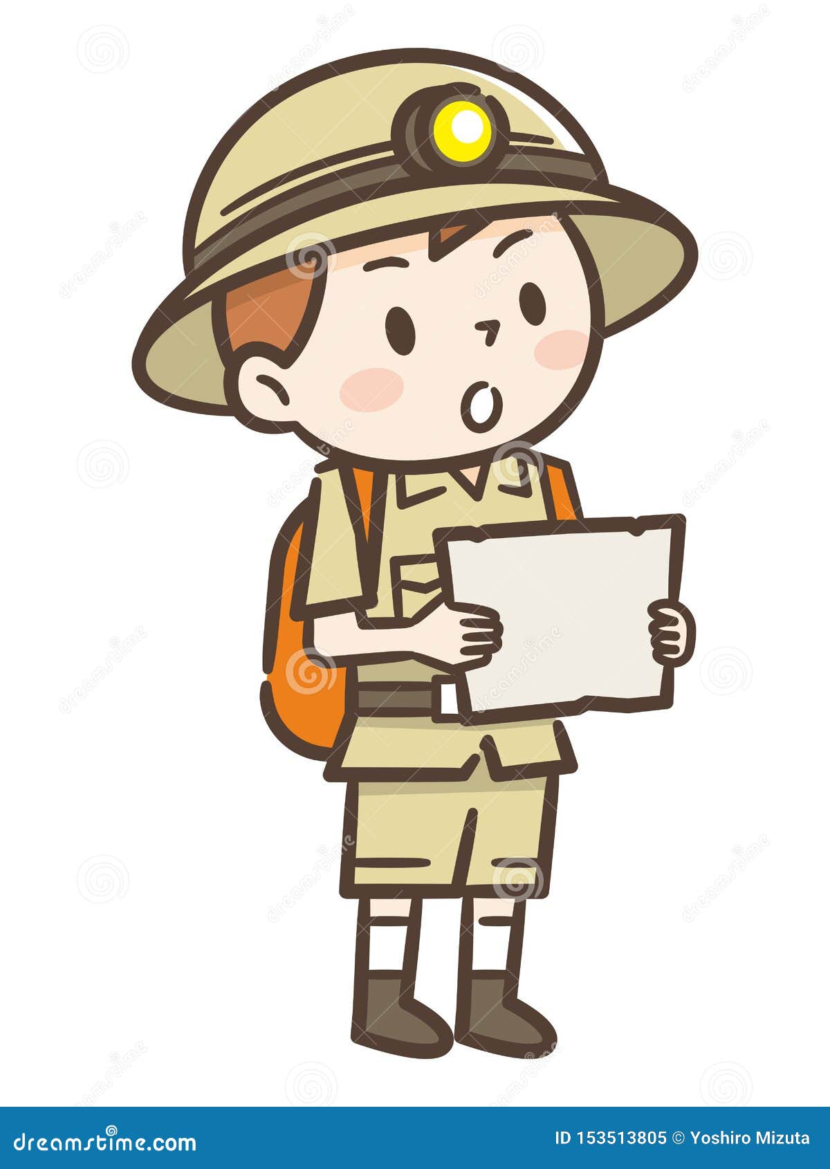 Cute Kid of Adventurer with Map Stock Vector - Illustration of ...
