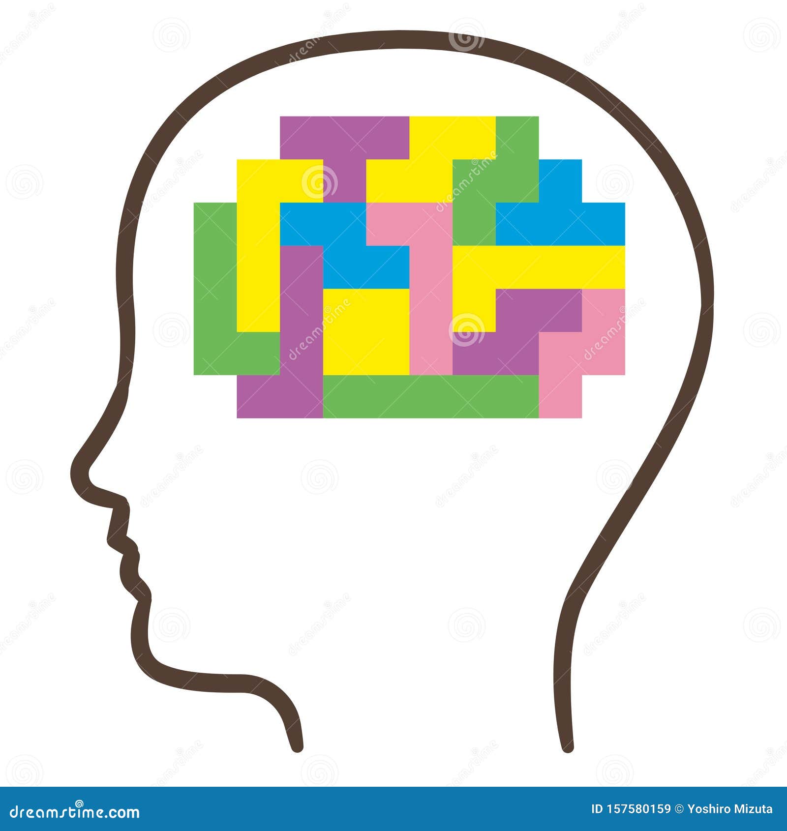 Human Brain is Made of Multi-colored Blocks Stock Vector - Illustration ...