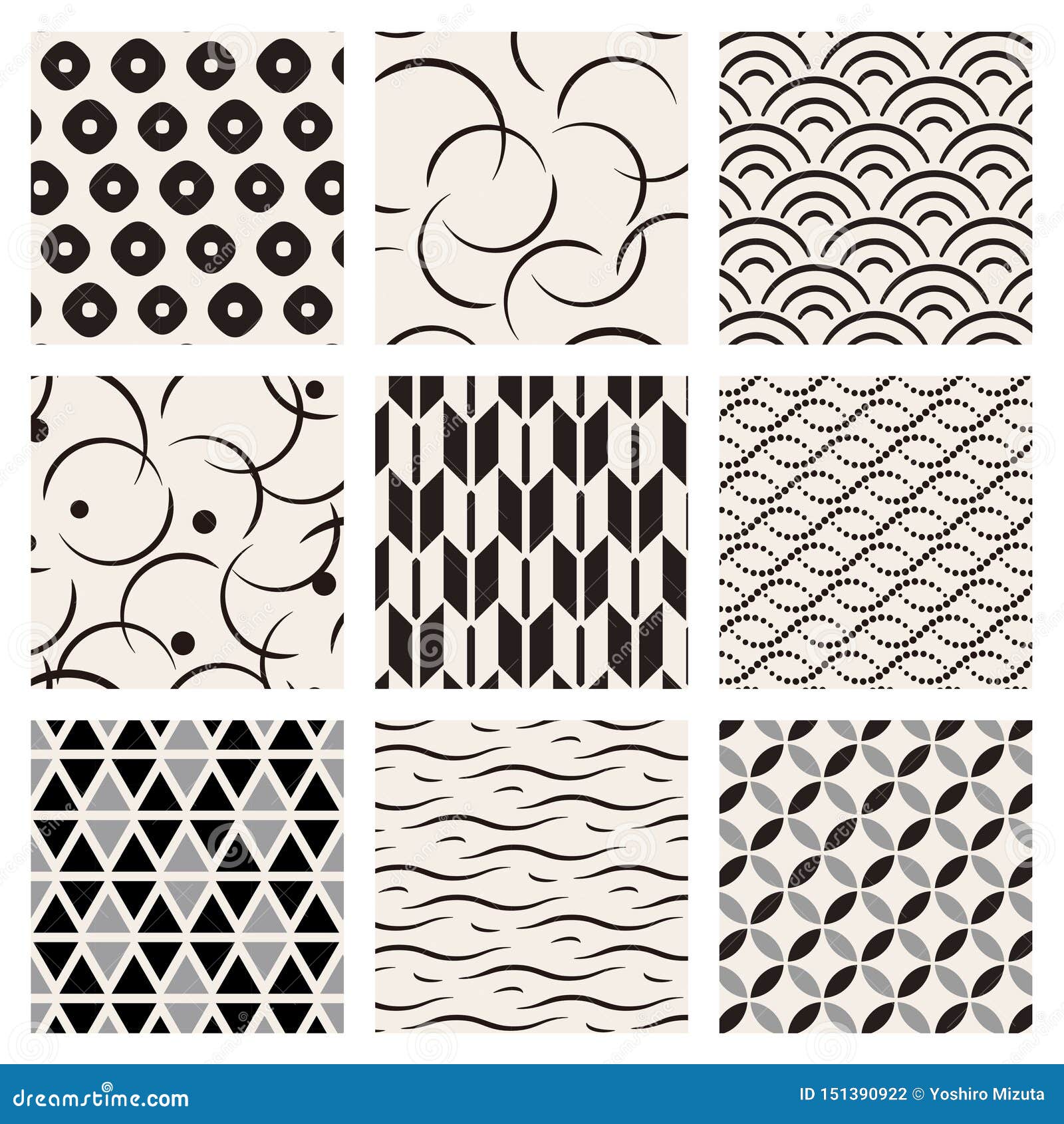 Set of Abstract Geometric Pattern with Lines Stock Vector ...