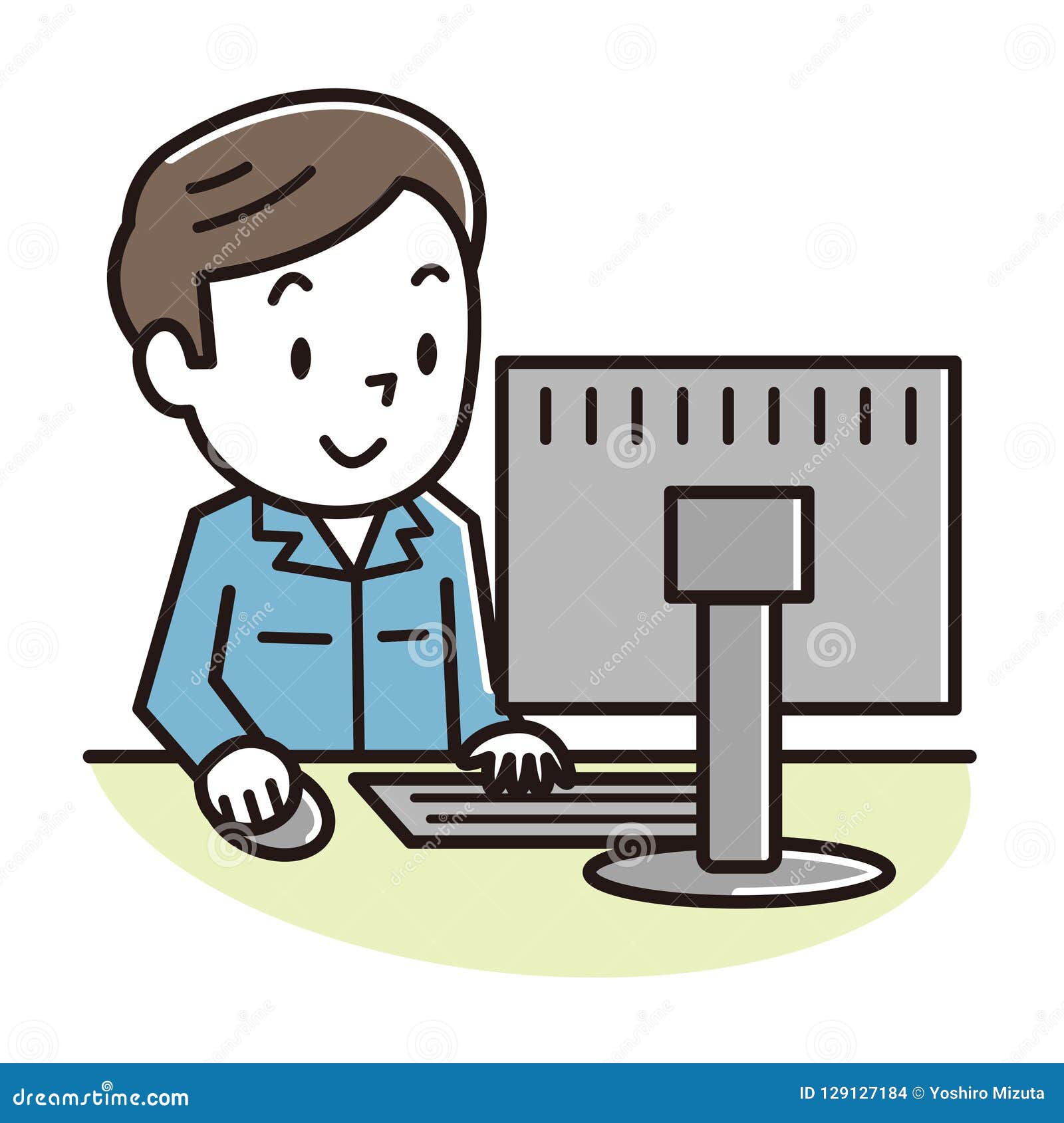 Working Clothes Men and Computer Stock Vector - Illustration of laptop ...