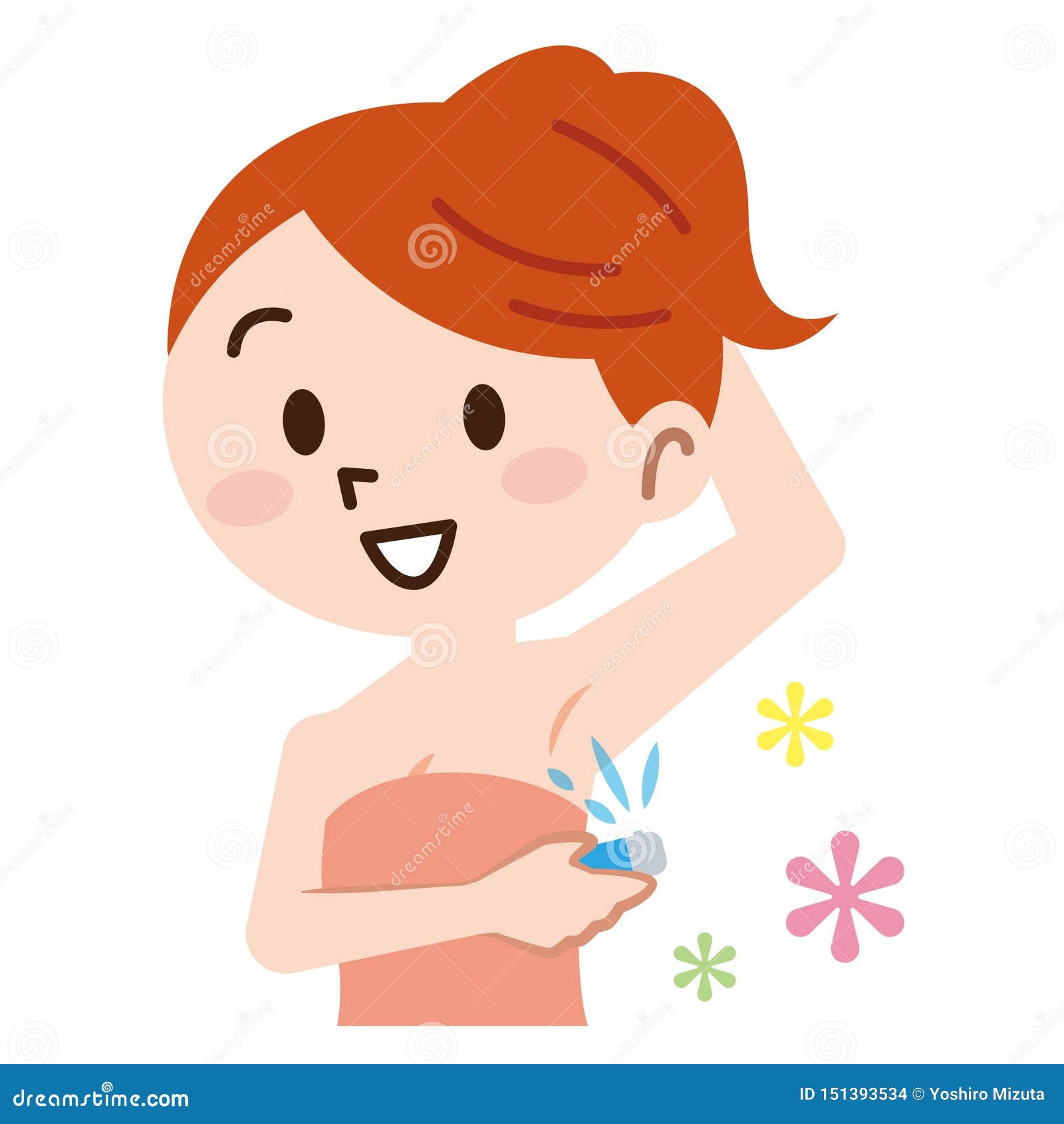 Woman Applying Deodorant On Underarm Vector Illustration ...
