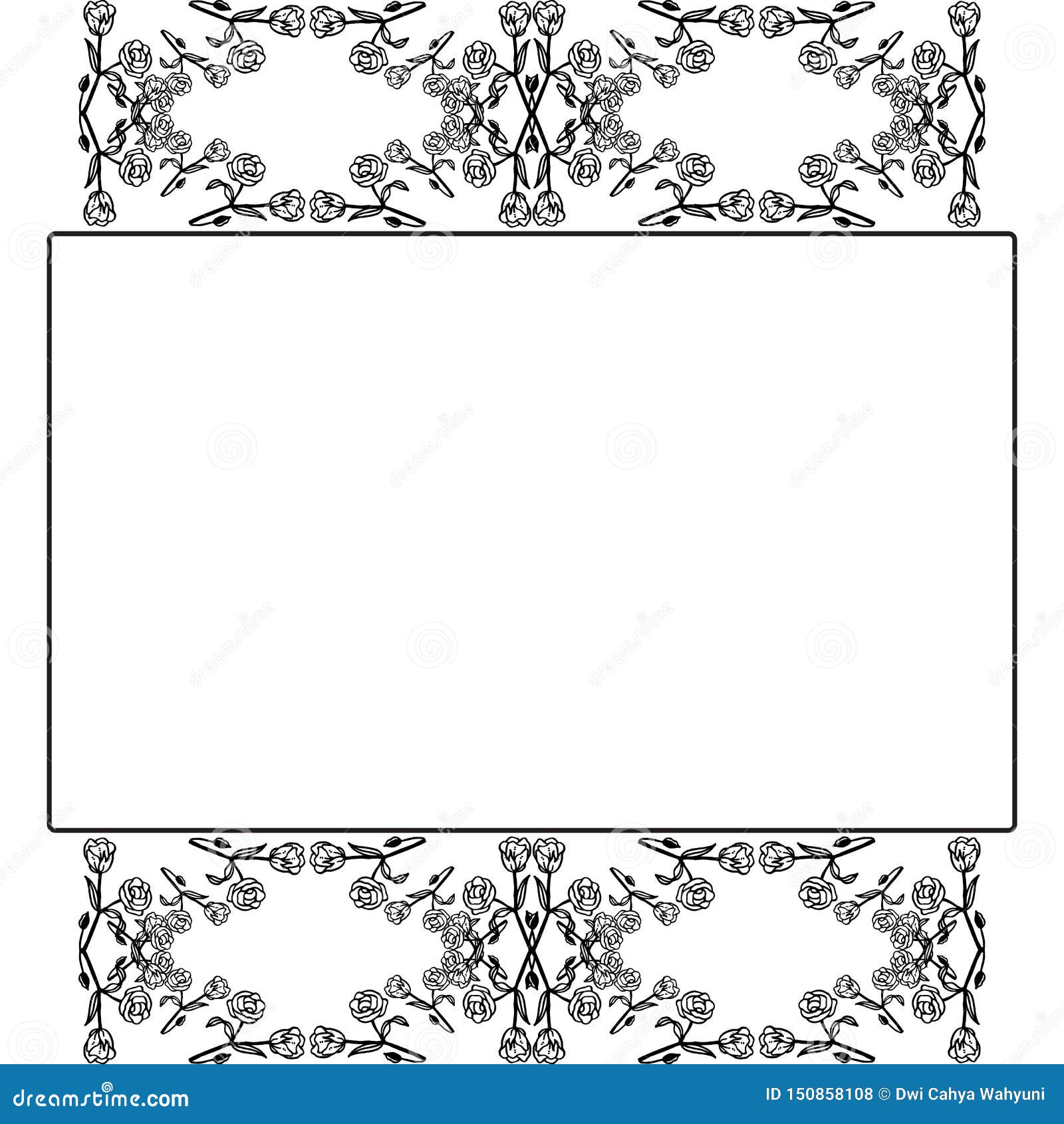 Vector Illustration Ornate Banner with Design Beautiful Flower Frame ...