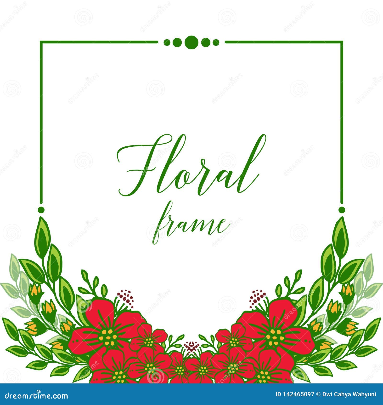Vector Illustration Ornate Leaf Red Flower Frame Very Beautiful Stock ...