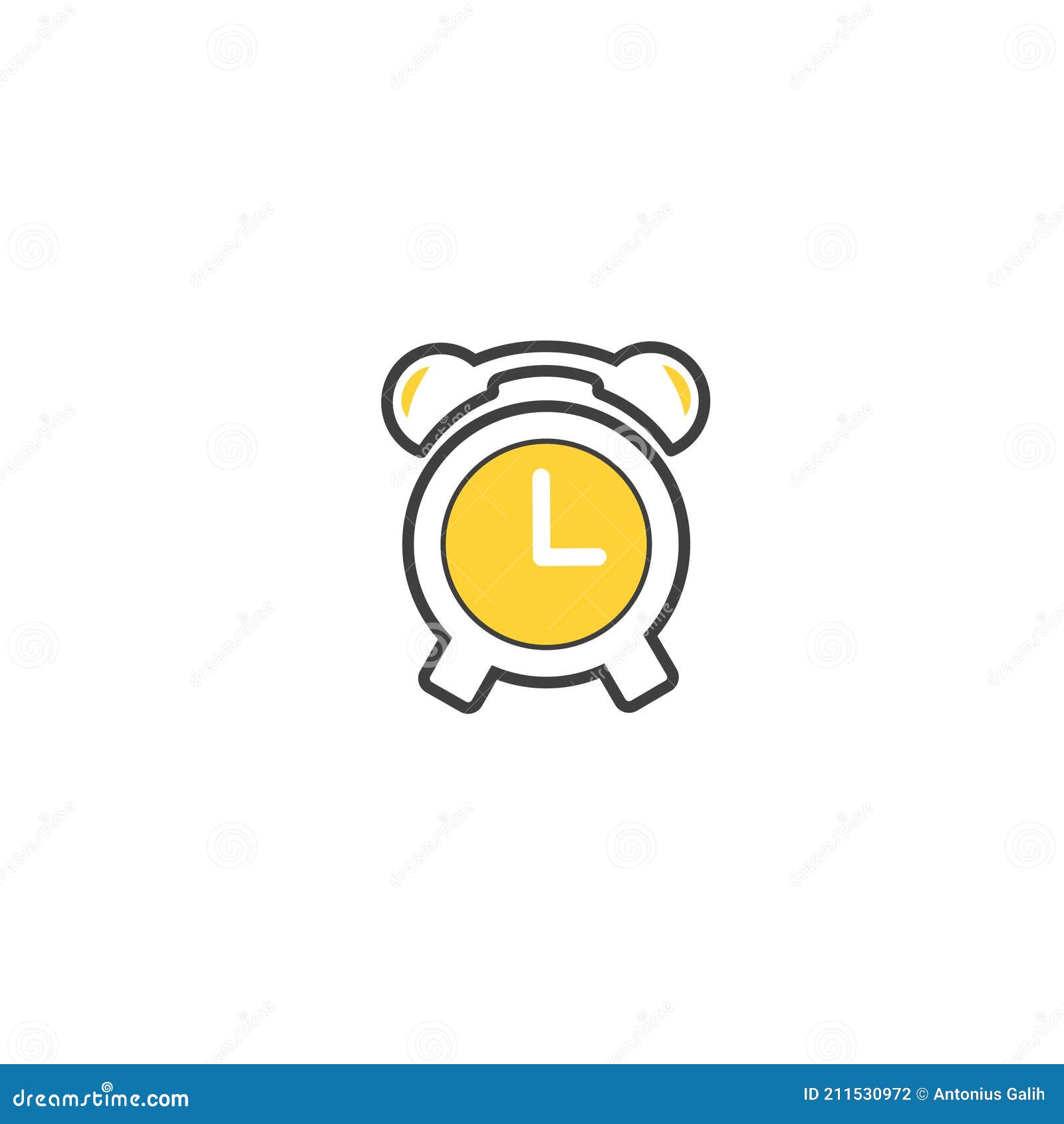 Vector Illustration Of Outline Alarm Clock Isolated On A White