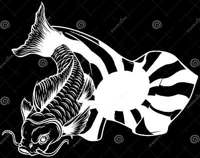 Vector Illustration of Outline Carp Fish Design Stock Vector ...
