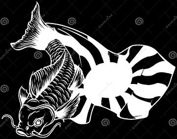 Vector Illustration of Outline Carp Fish Design Stock Vector ...