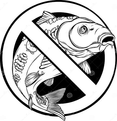 Vector Illustration of Outline Carp Fish Design Stock Vector ...
