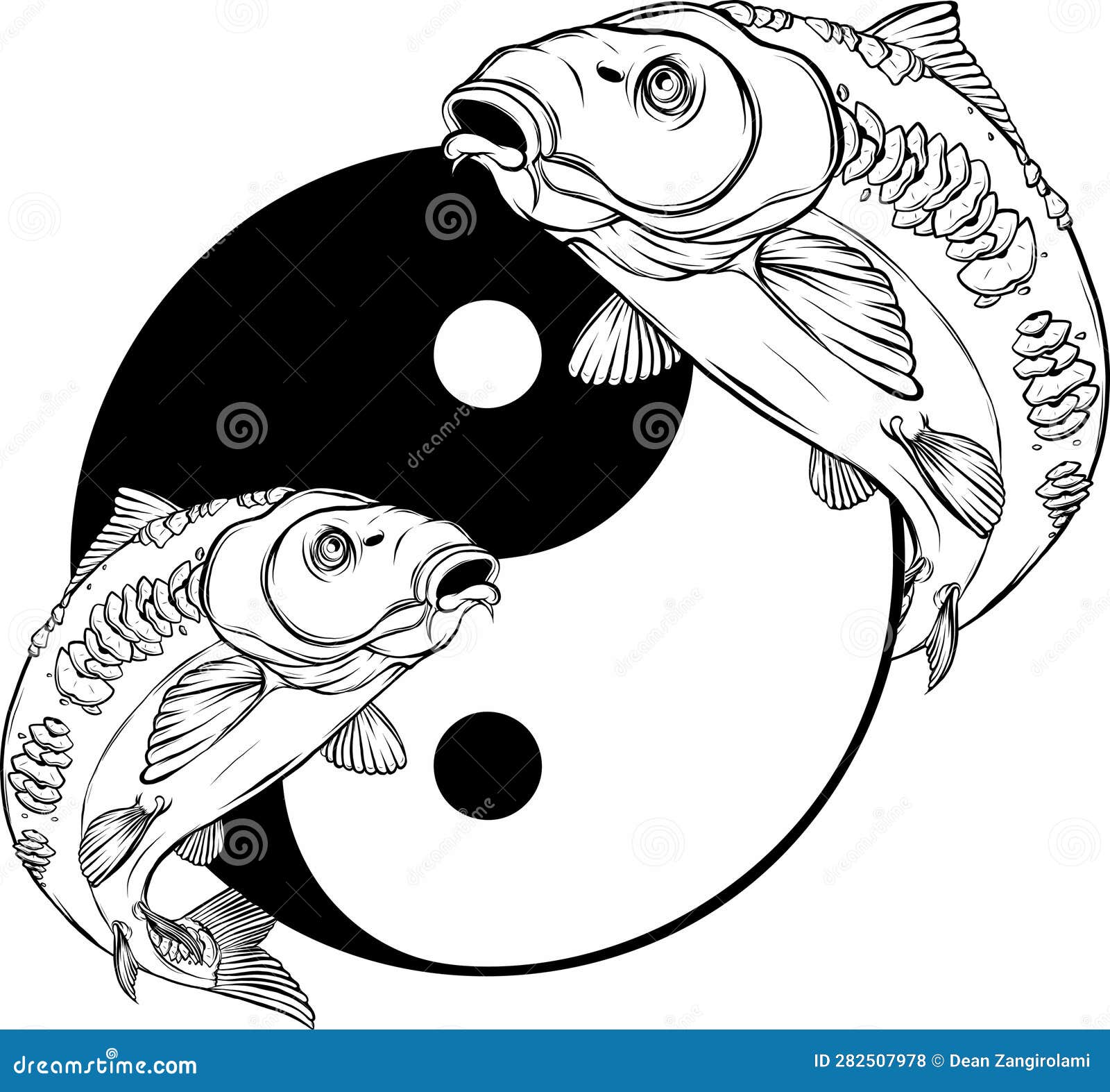 Vector Illustration of Outline Carp Fish Design Stock Vector ...