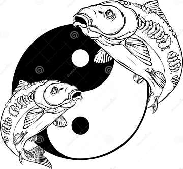 Vector Illustration of Outline Carp Fish Design Stock Vector ...