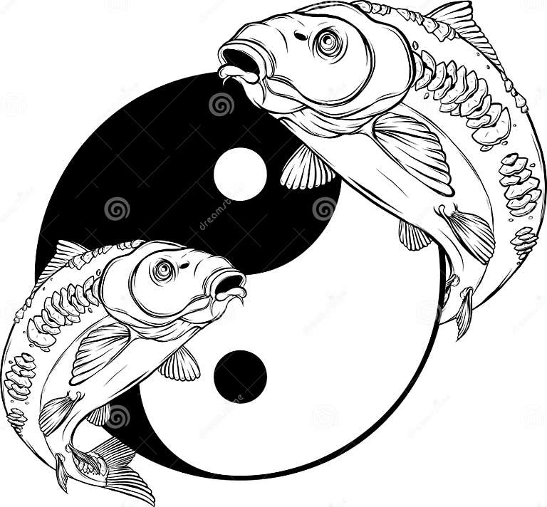 Vector Illustration of Outline Carp Fish Design Stock Vector ...