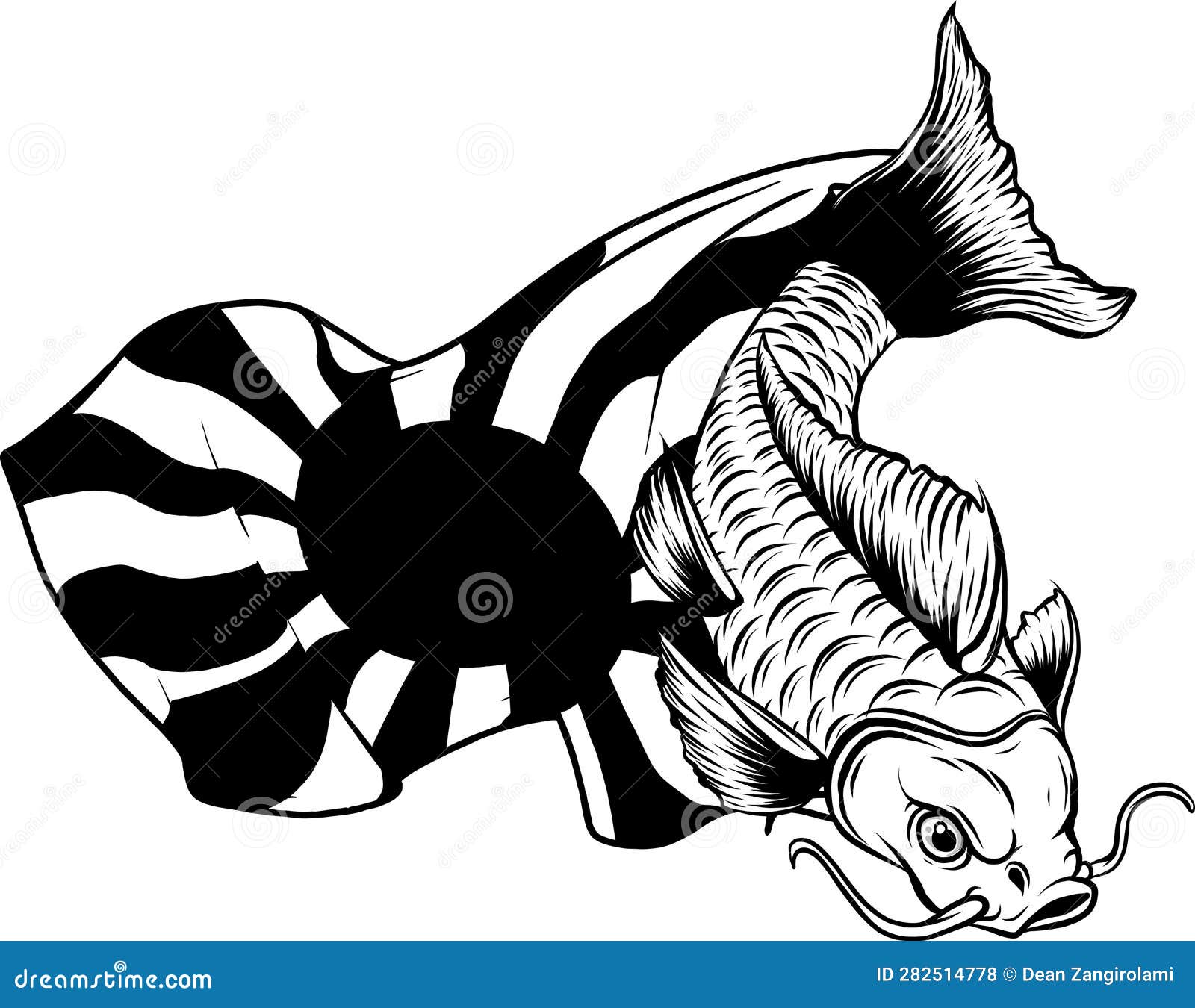 Vector Illustration of Outline Carp Fish Design Stock Vector ...