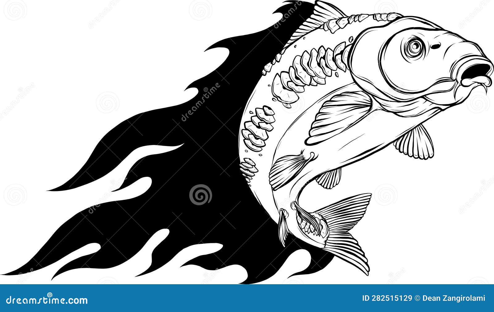 Vector Illustration of Outline Carp Fish Design Stock Vector ...