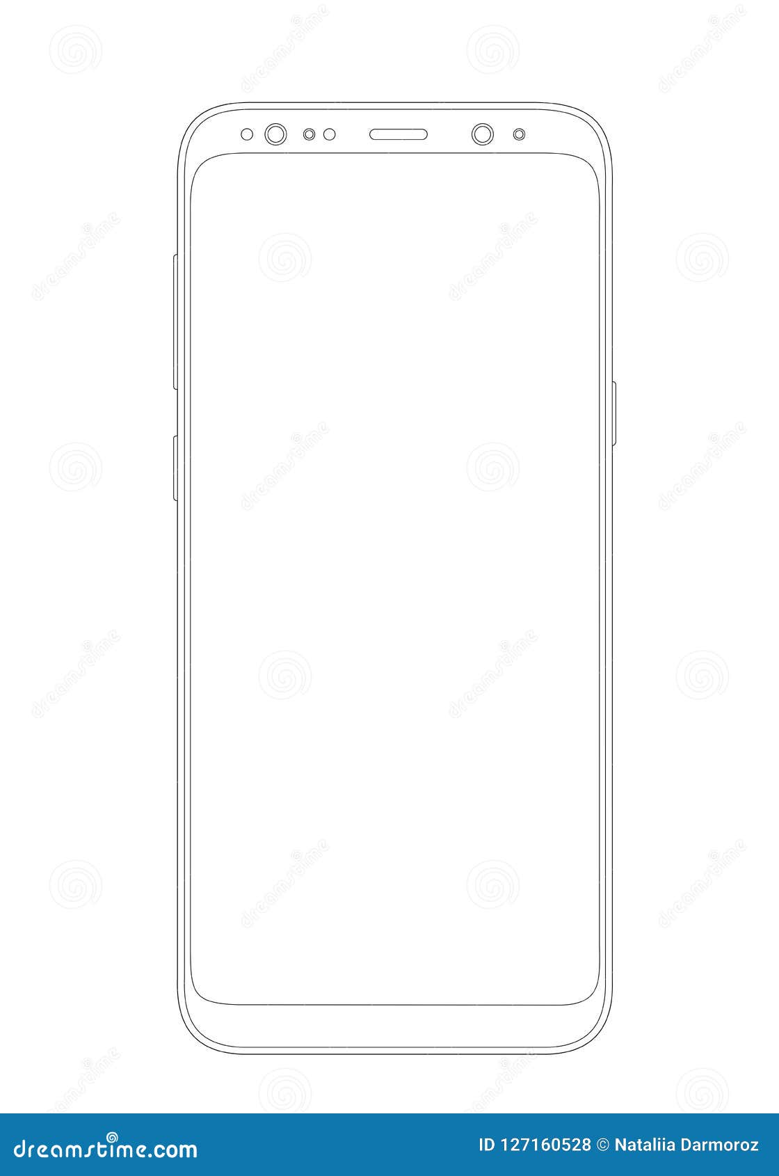 Vector Illustration Of Outline Drawing Modern Smartphone Elegant Thin