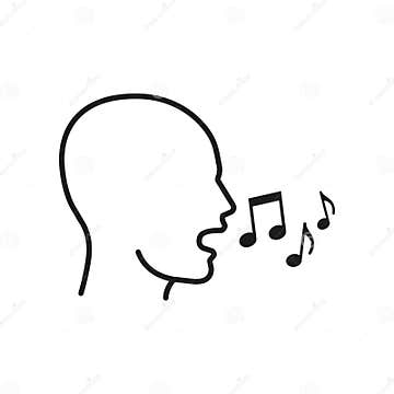 Vector Illustration of Outline Head Silhouette Singing. Stock Vector ...