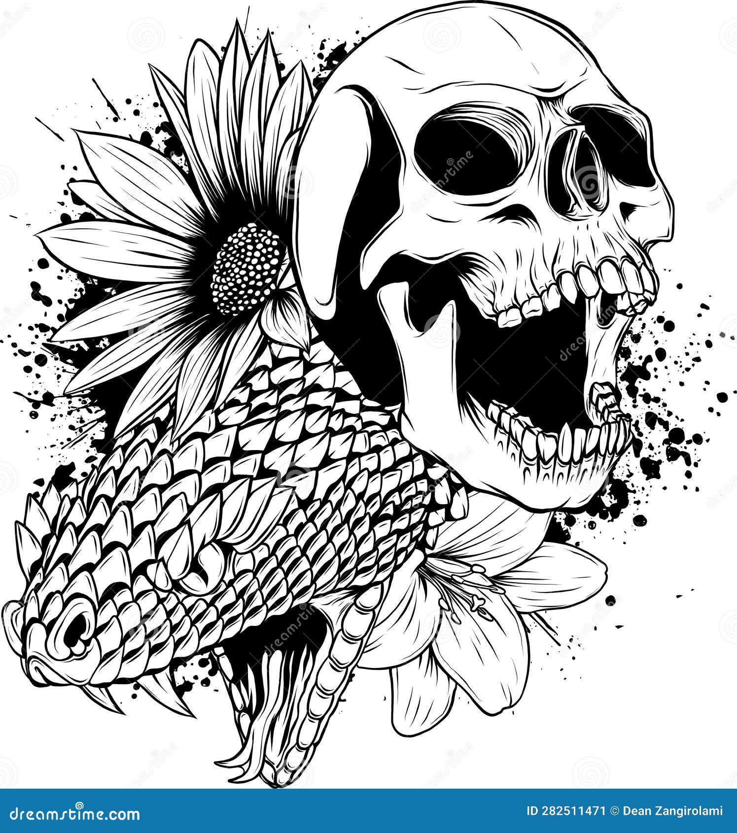 Vector Illustration of Outline Human Skull Design Stock Vector ...