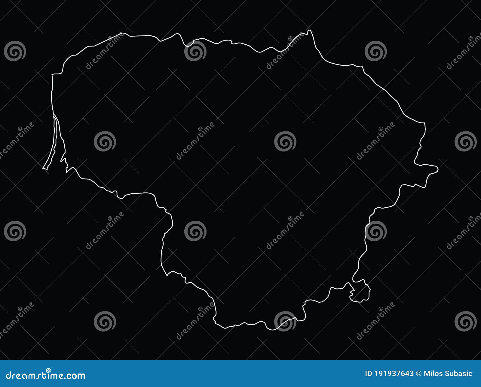 Outline Map of Lithuania on Black Background Stock Vector ...