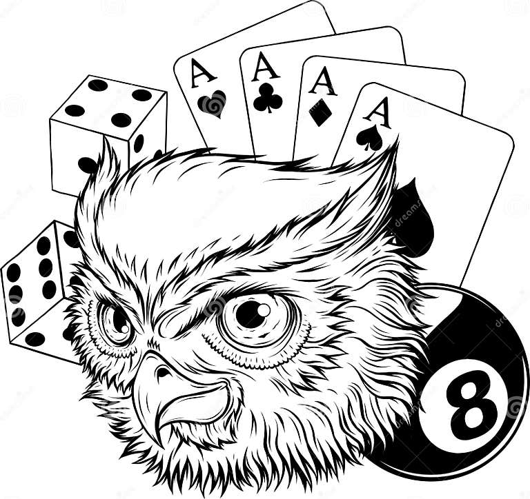 Vector Illustration of Outline Owl Head Design Stock Vector ...