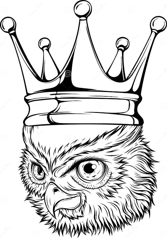 Vector Illustration of Outline Owl Head Design Stock Vector ...