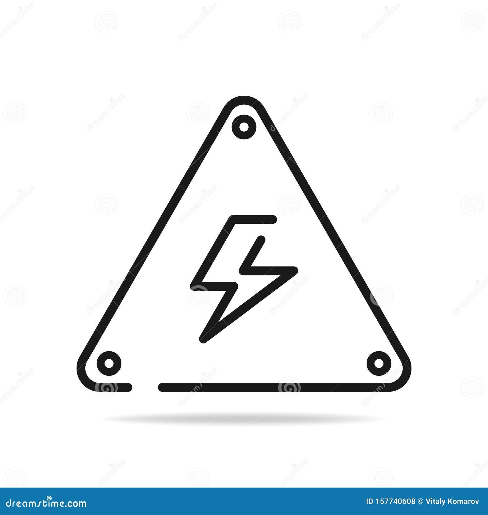 Vector Illustration of the Outline of a Warning Icon of Electricity on ...
