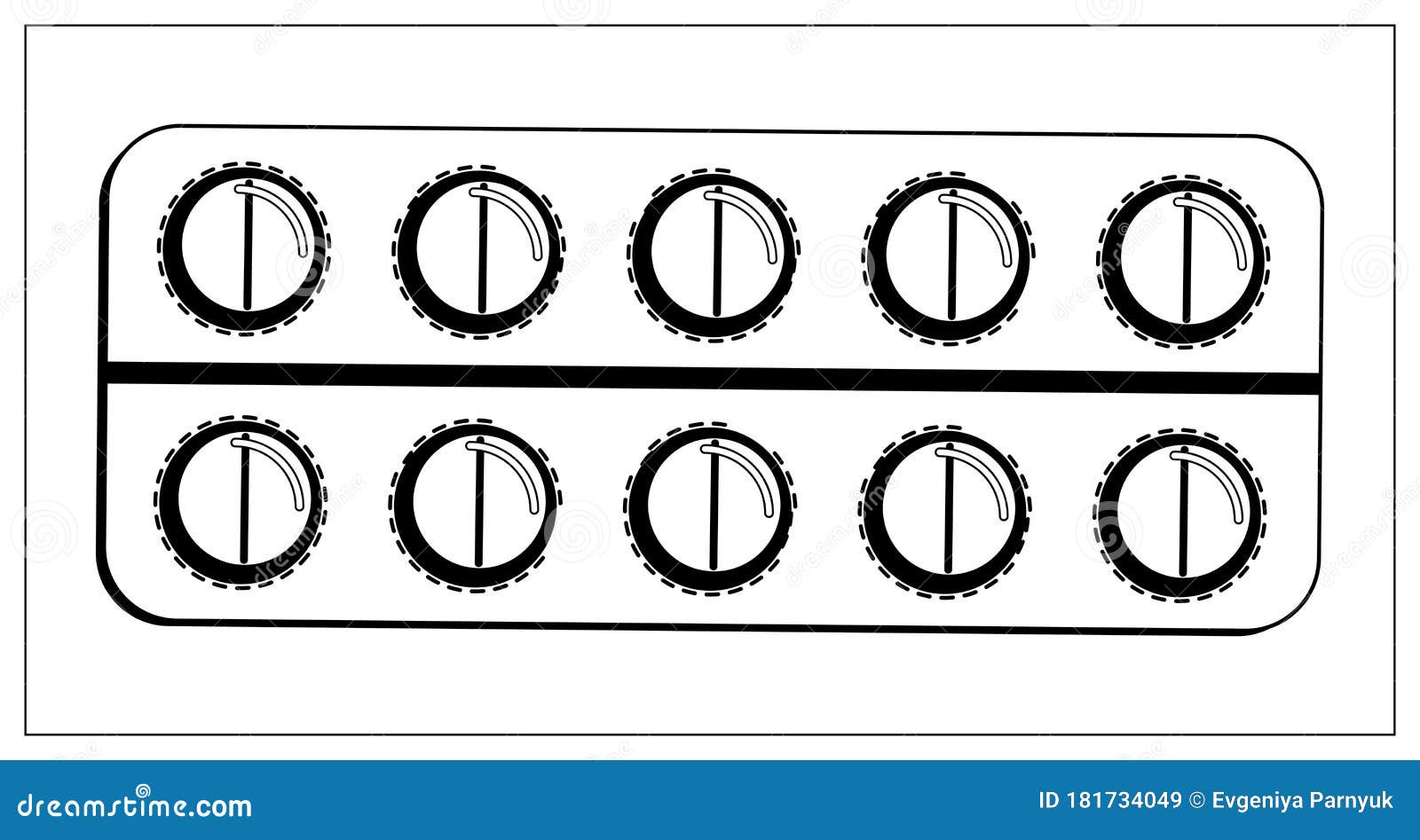 Vector Illustration with Outlines of Packing Blister with Capsules and ...