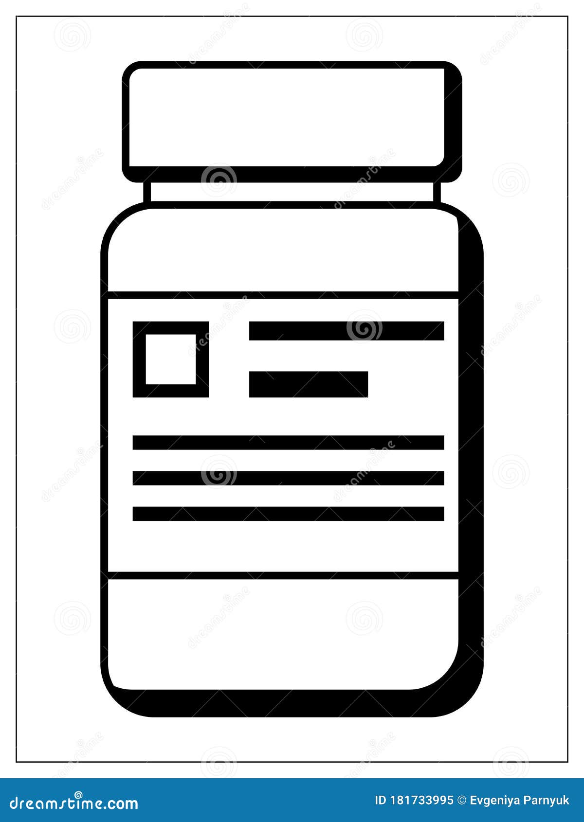 Vector Illustration with Outlines of Plastic Jar for Tablets. for Web ...
