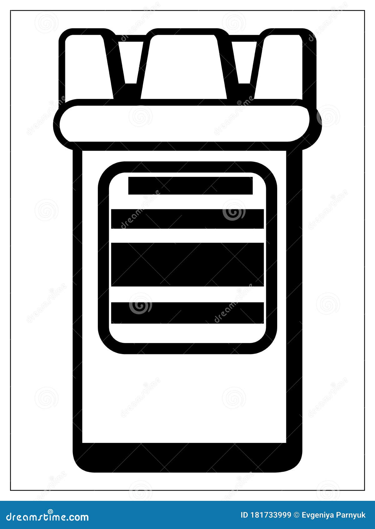 Vector Illustration with Outlines of Plastic Jar for Tablets. for Web ...