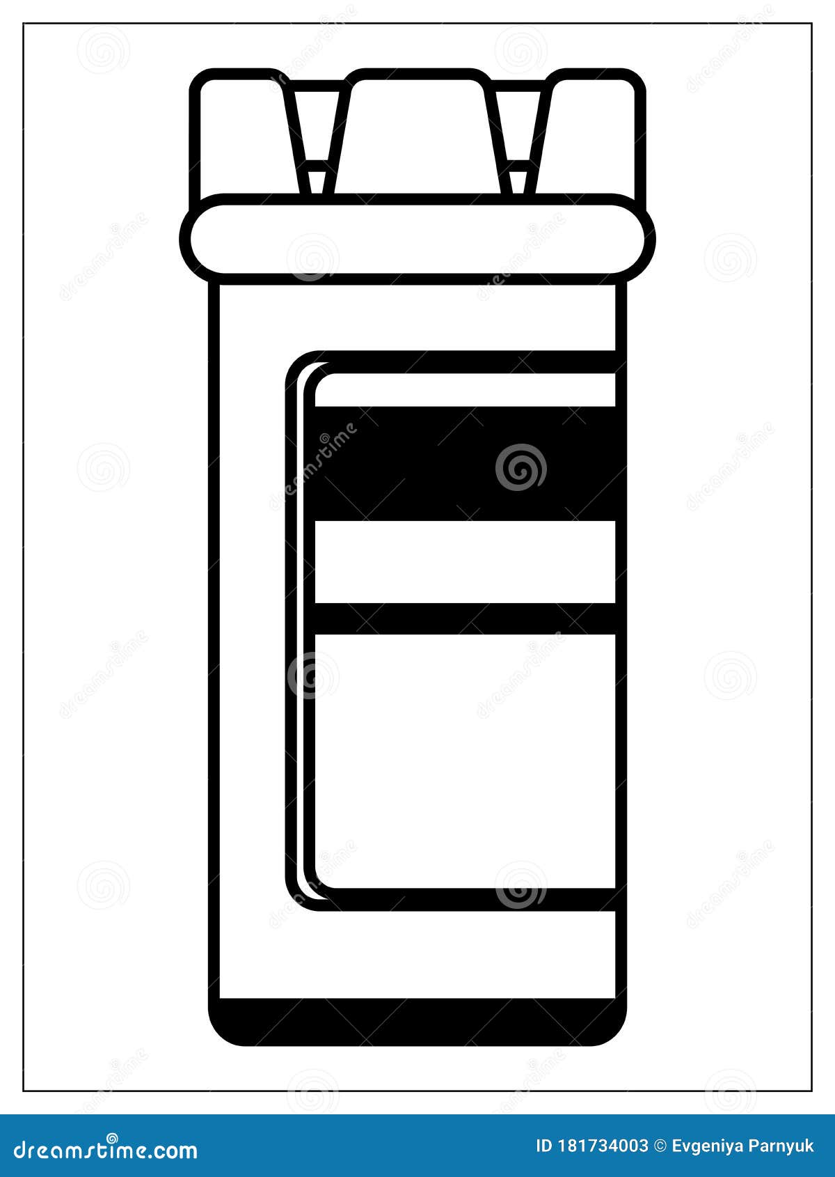 Vector Illustration with Outlines of Plastic Jar for Tablets. for Web ...