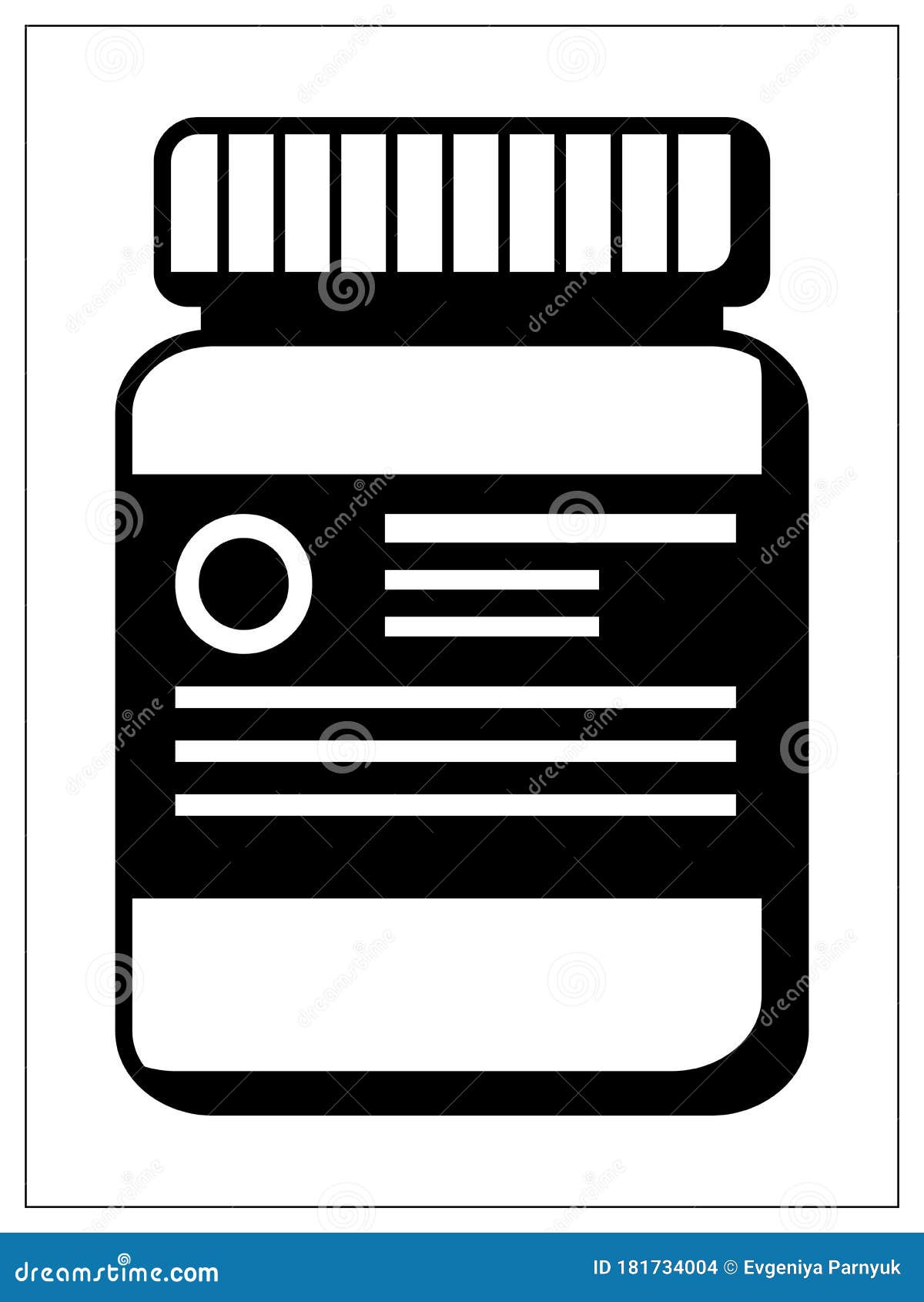Vector Illustration with Outlines of Plastic Jar for Tablets. for Web ...