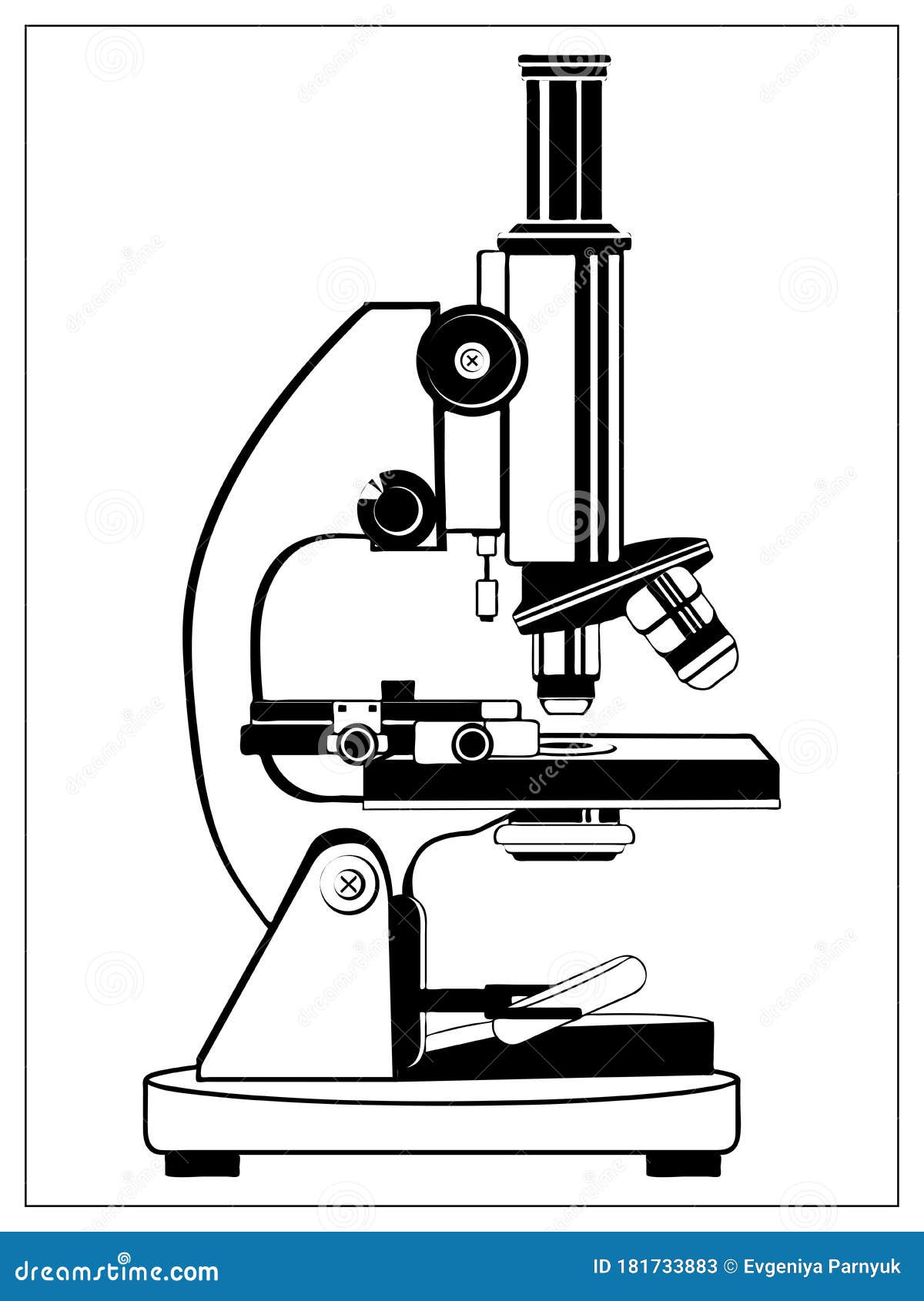 Vector Illustration with Outlines of School Microscope Study Science ...