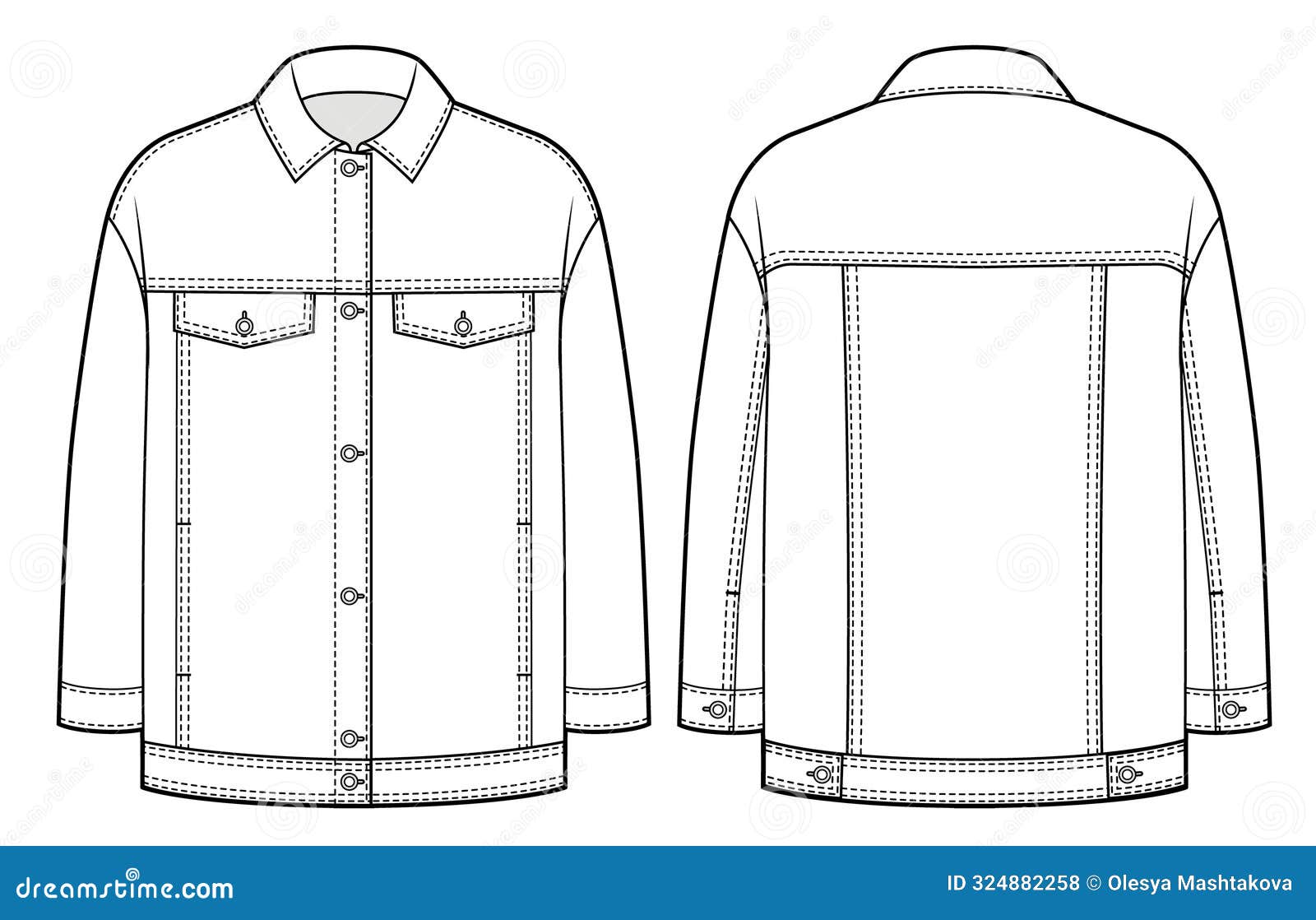 Vector Illustration of Oversized Denim Jacket. Stock Vector ...