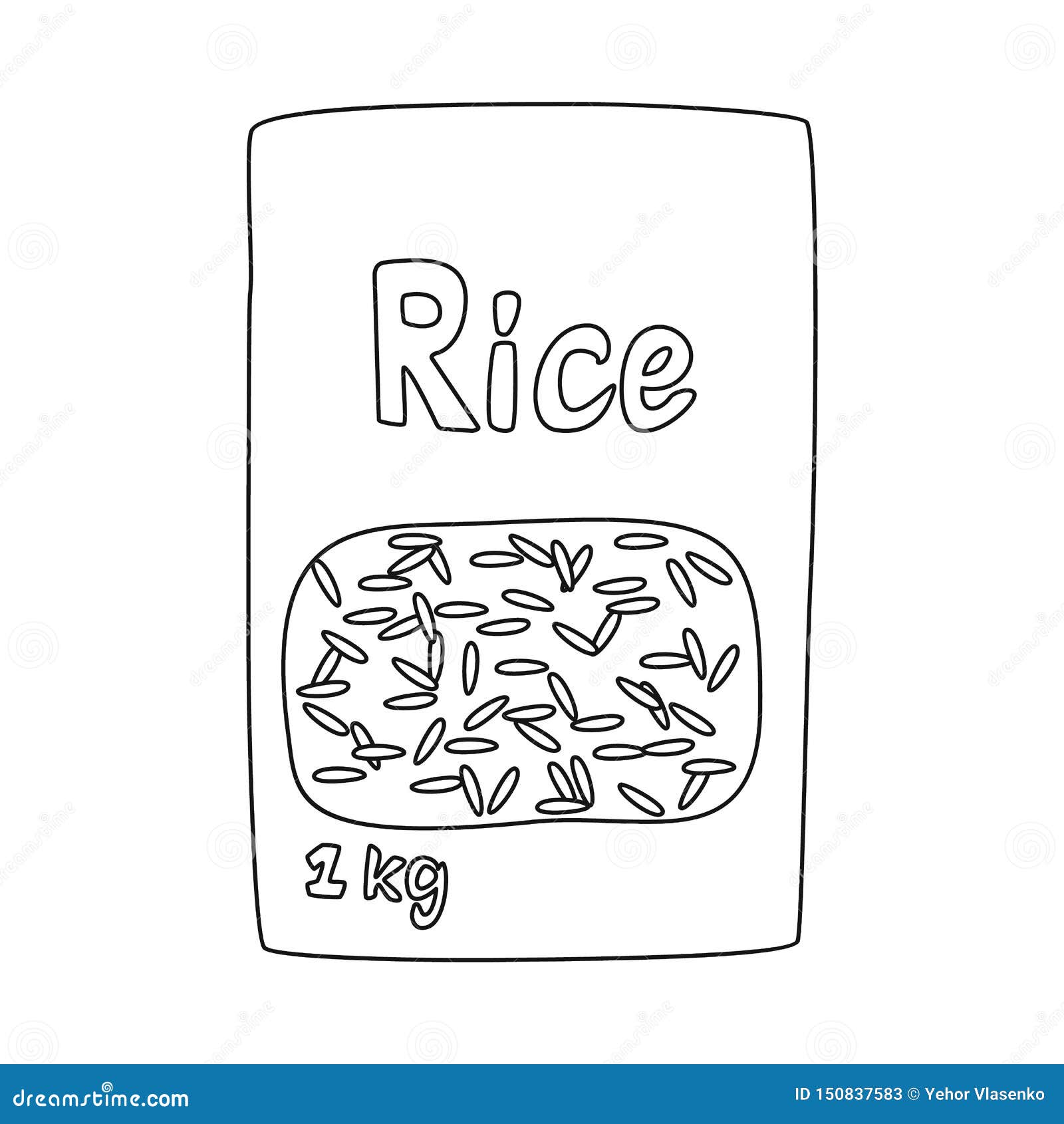 Vector Design of Packet and Rice Sign. Set of Packet and White Stock ...