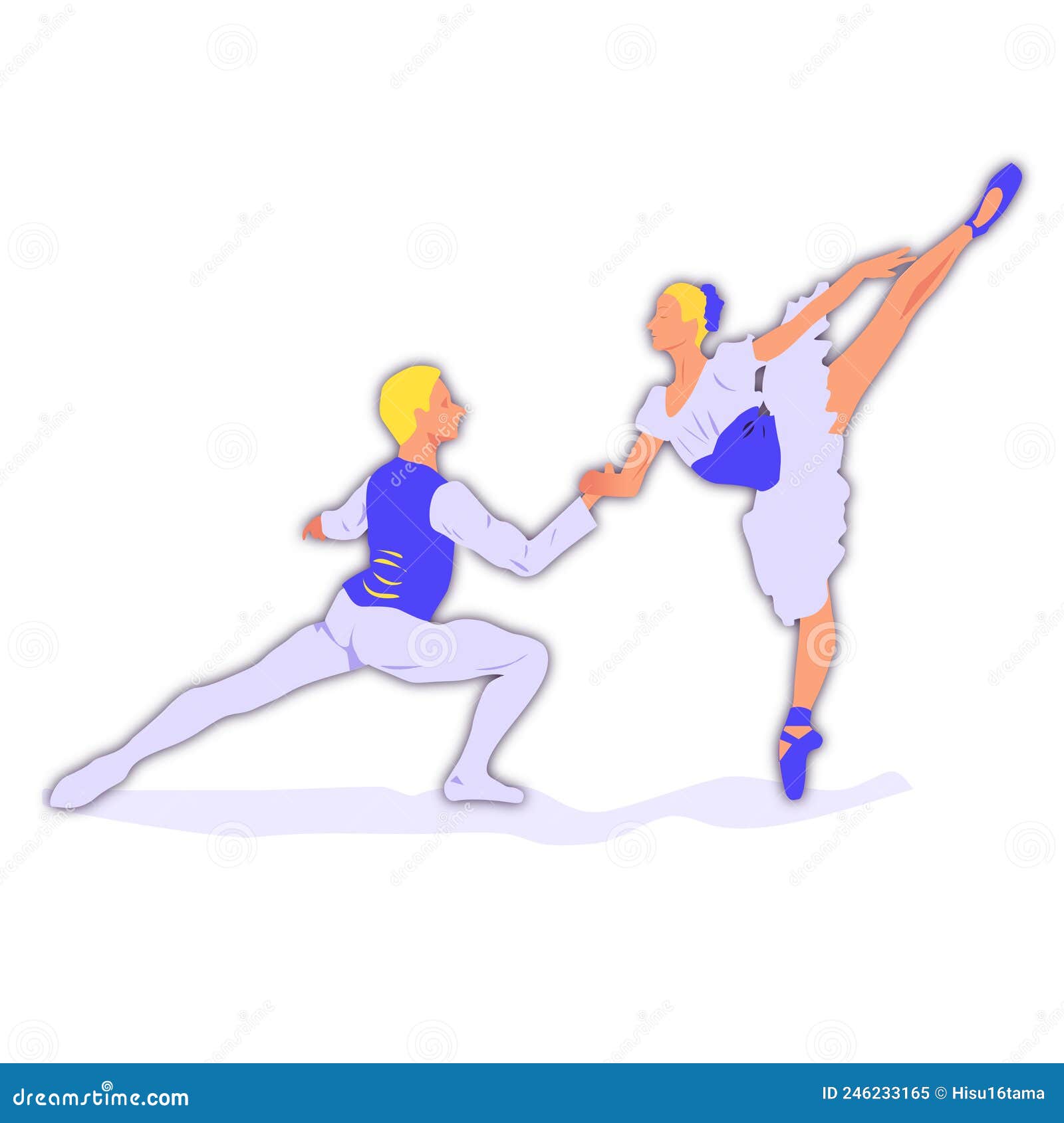 A Pair of Ballet Dancers in Flat Style. Beautiful and Graceful Pair ...