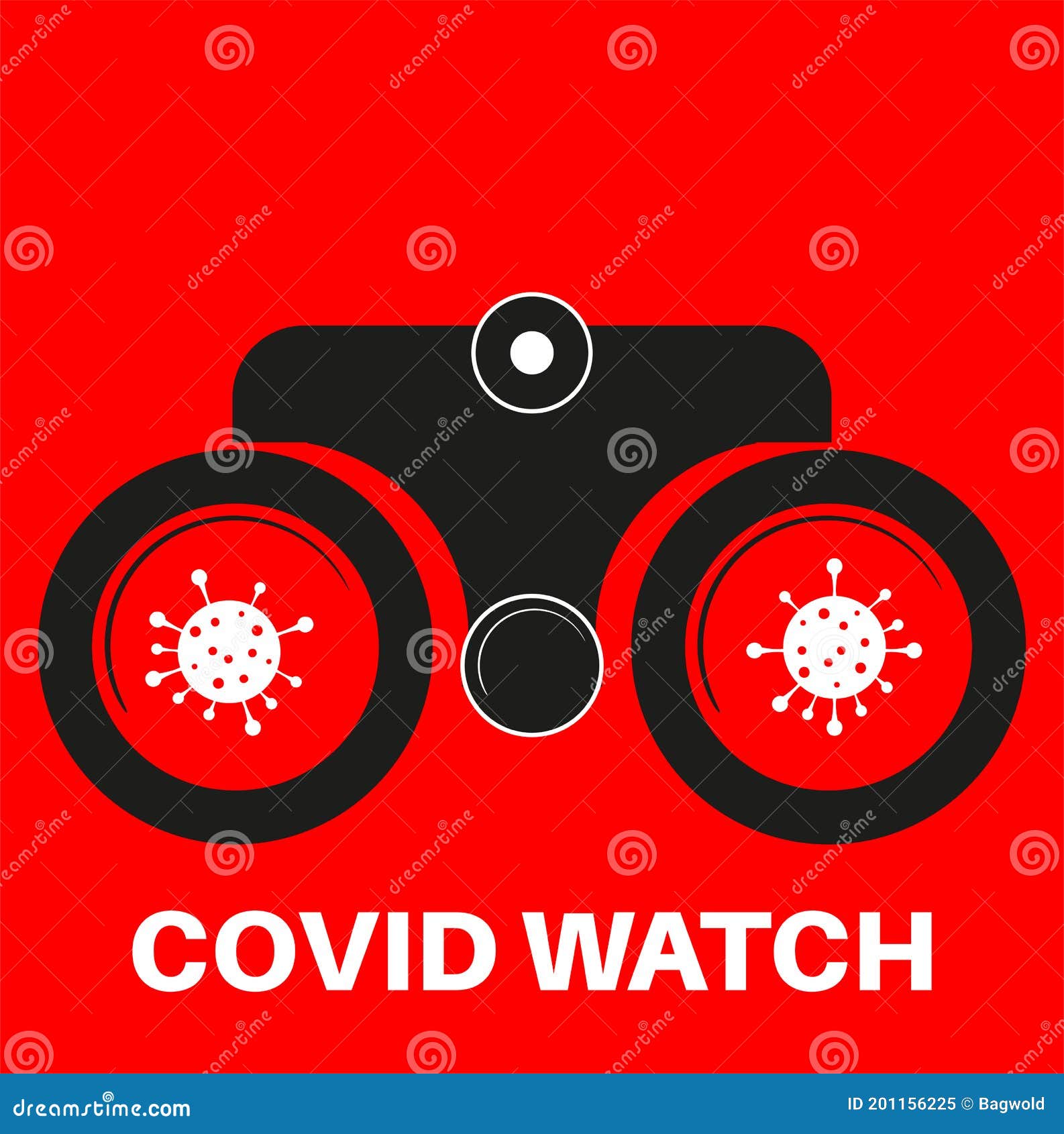 Vector Illustration of a Pair of Binoculars Showing Covid Virus Watch ...