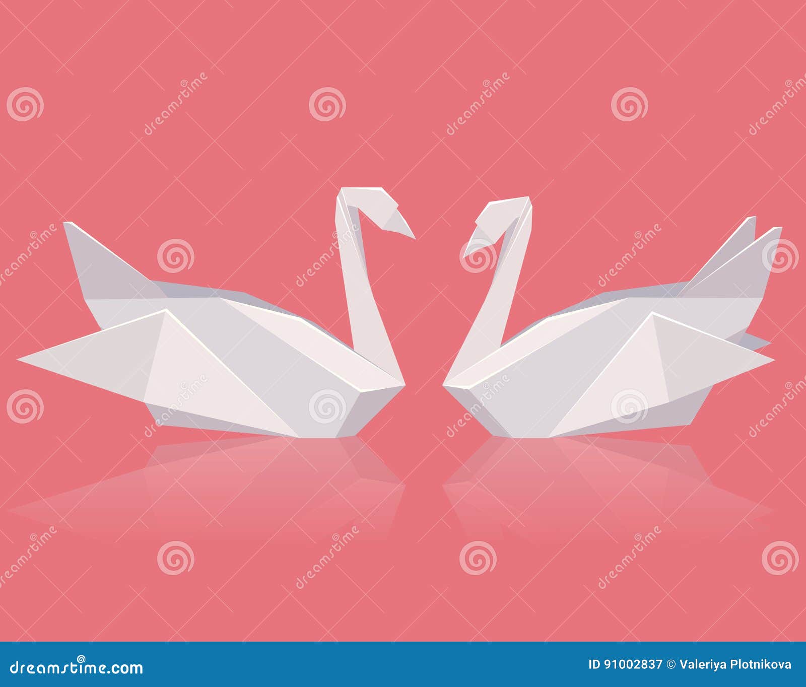 Vector Illustration Of A Pair Of Paper Origami Swans Stock Vector