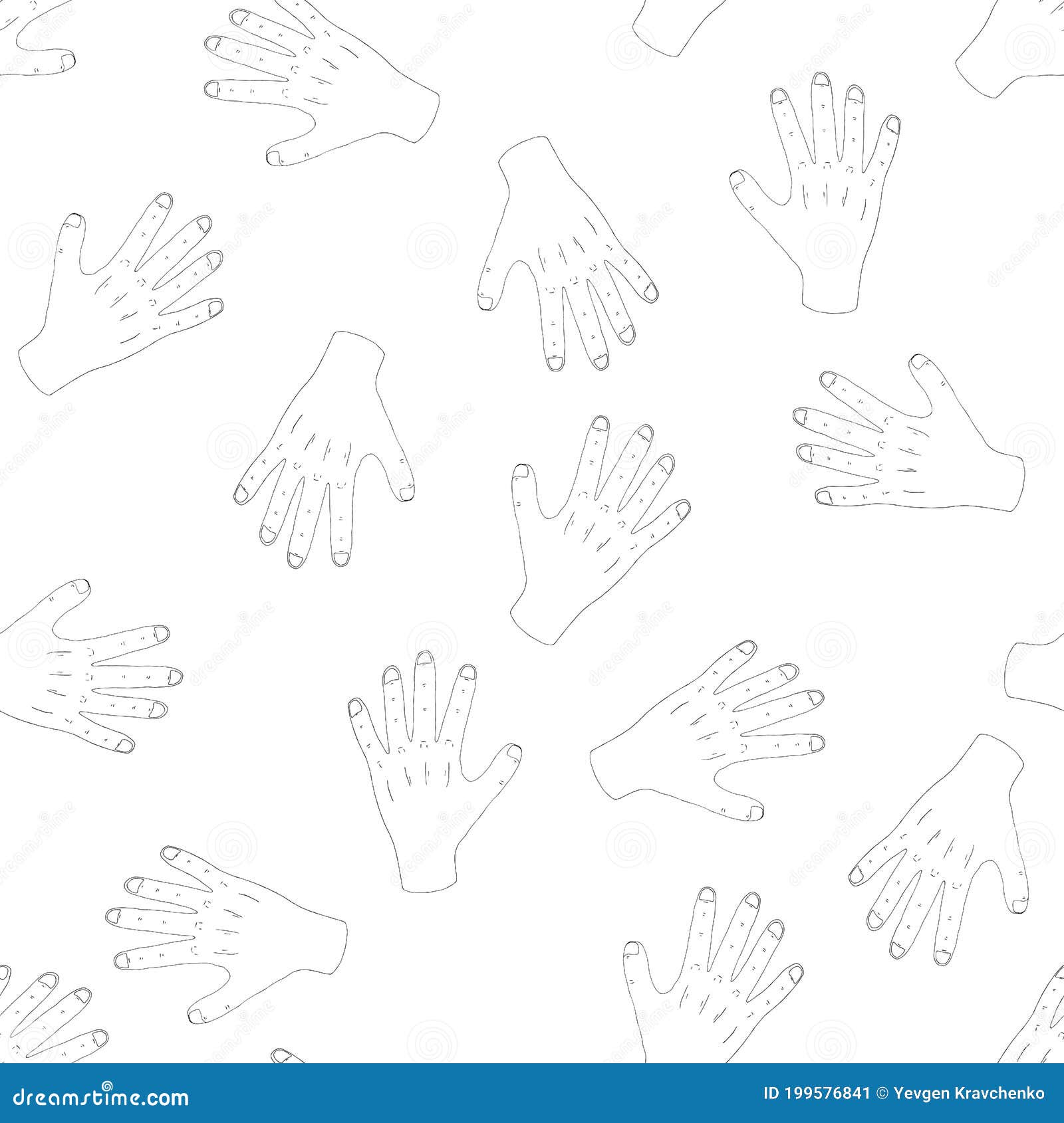 Palm Hand Seamless Pattern. Vector Illustration of Palm Hand Seamless ...