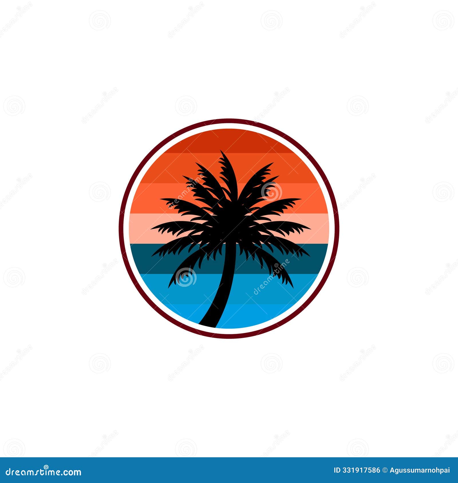 Vector Illustration of a Palm Tree and Sunset for an Icon, Symbol or ...